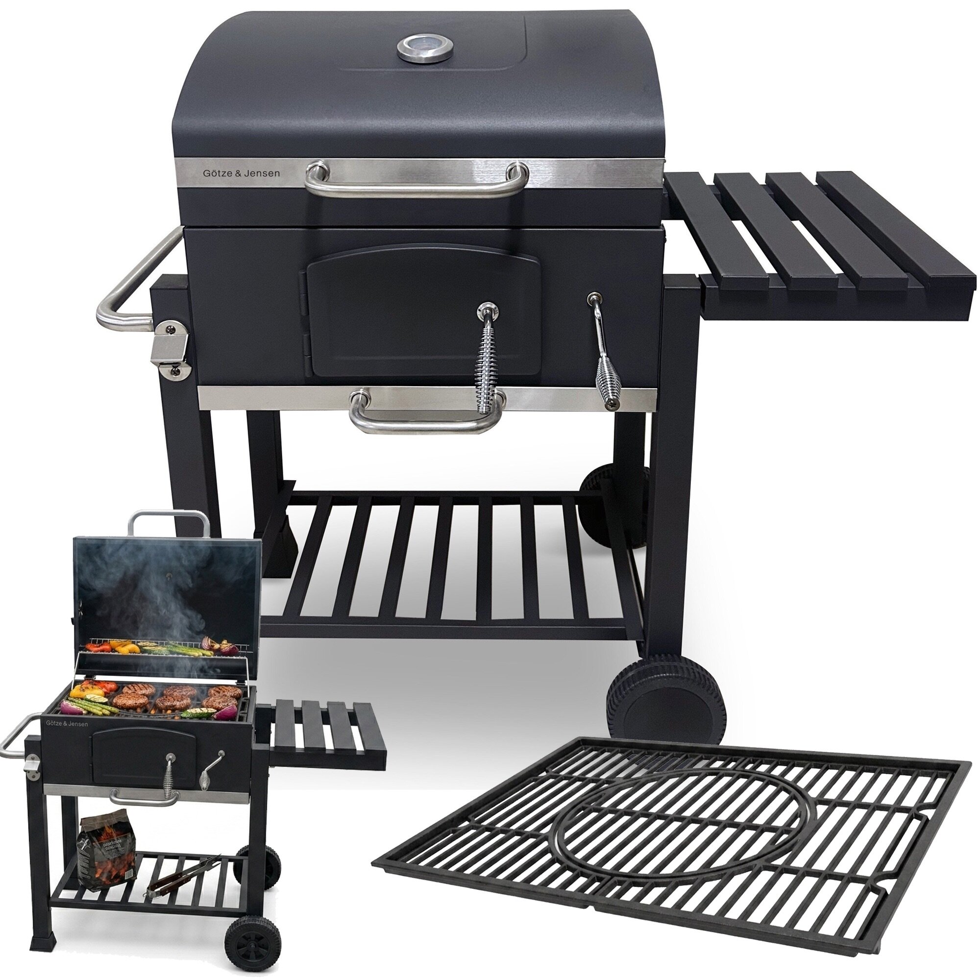 ACTIVA Angular 11245C Zamykany, żeliwny ruszt, termometr Grill węglowy ...