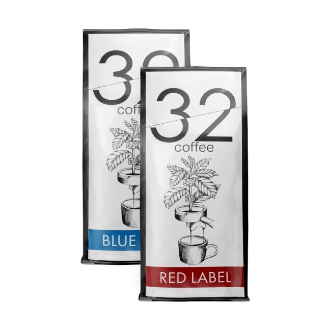 BLUE ORCA COFFEE 32 Coffee Blue Label, Coffee Red Label 2 x 1 kg Kawa ...