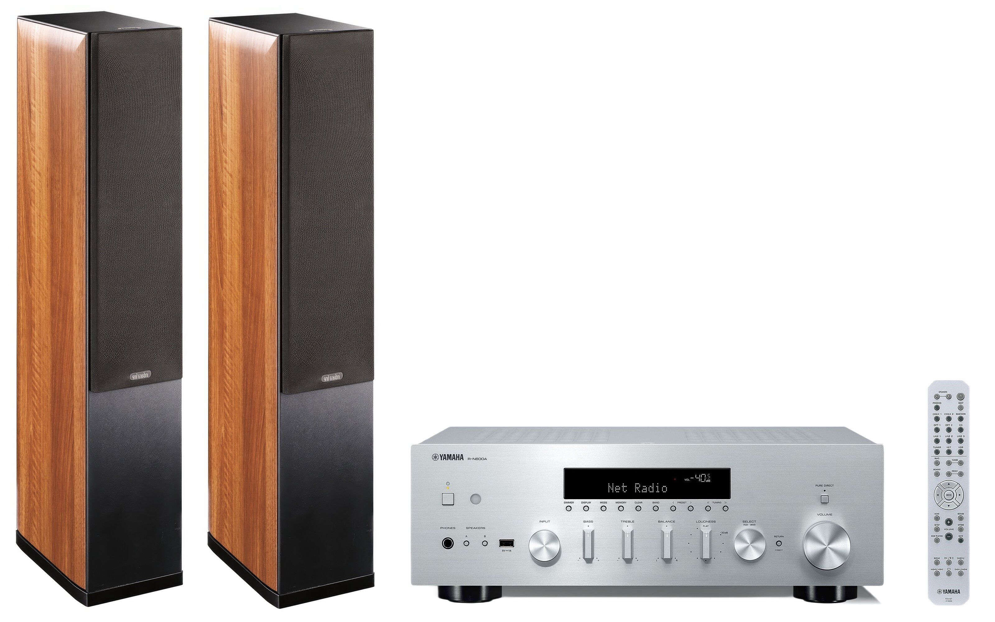 YAMAHA MusicCast R-N600A + INDIANA Line Nota 550X Orzech Zestaw stereo ...