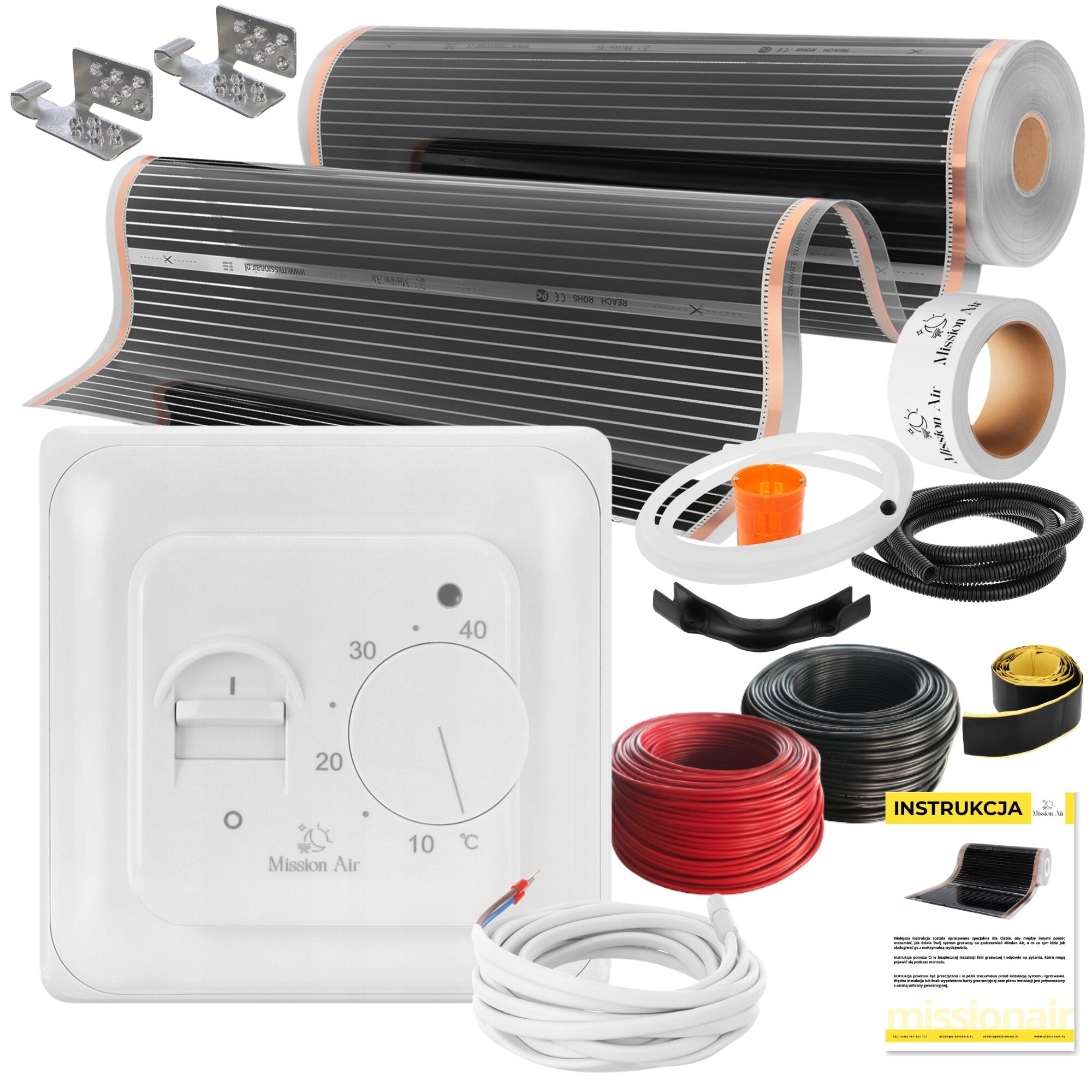 MISSION AIR 160 W/m2 Black Silver PTC 30m2 (30m x 100cm) + regulator ...