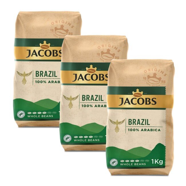 JACOBS Origins Brazil Bright Rounded Arabica 3 x 1 kg Kawa ziarnista ...