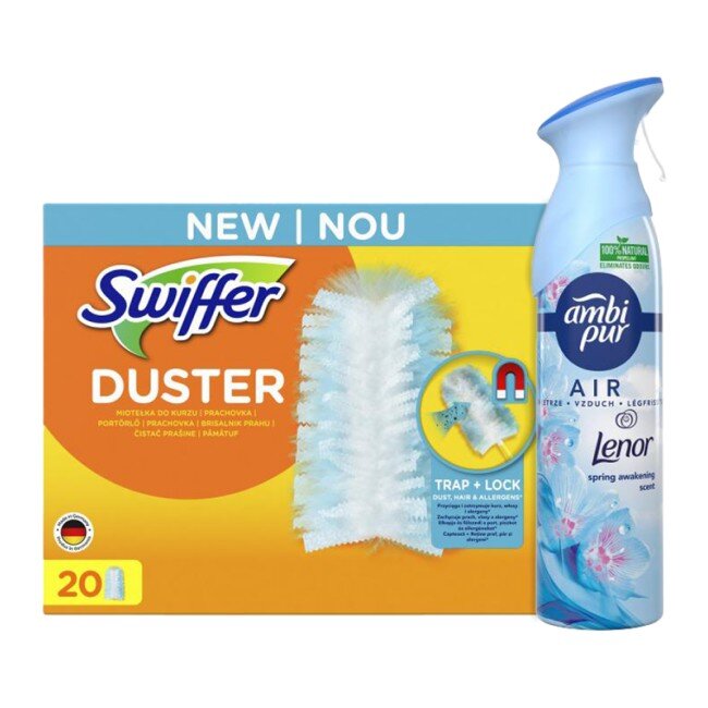 SWIFFER Trap & Lock (20 sztuk) + Odświeżacz powietrza AMBI PUR Air ...