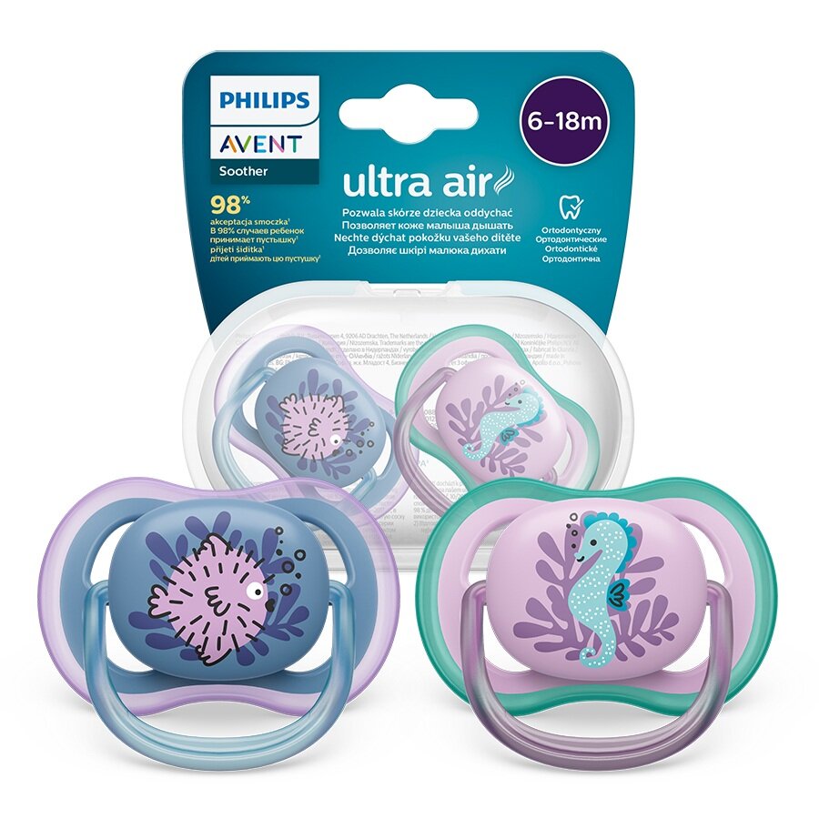 Smoczek PHILIPS Avent Ultra Air SCF085/61 6-18 m Wielokolorowy (2 ...
