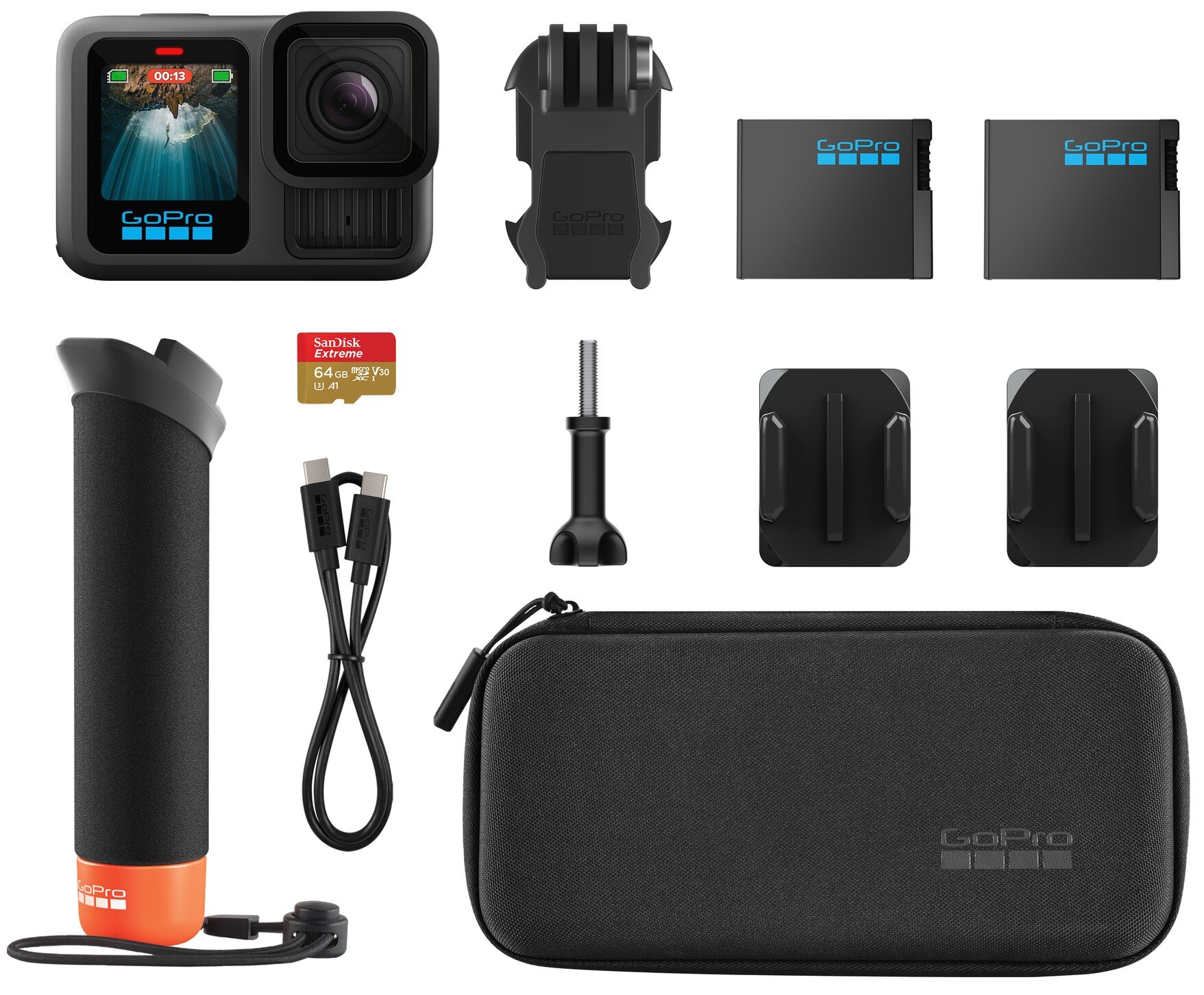 GOPRO HERO 13 BLACK ACCESSORY HARD BUNDLE, filmy 5.3K 60 FPS, GPS, Wi ...