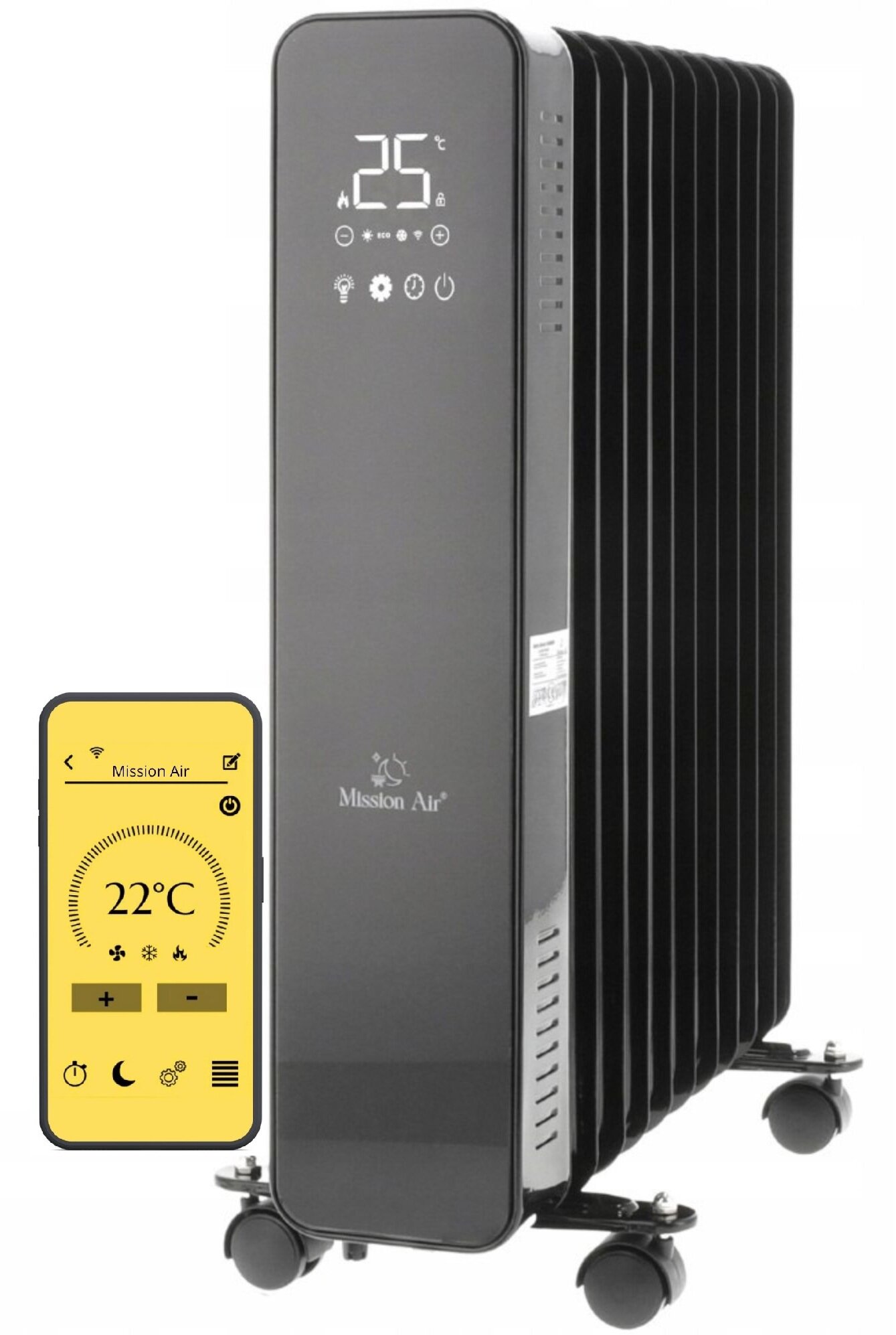 MISSION AIR Oslo 2000 W Czarny Wi‑Fi Grzejnik olejowy - niskie ceny i opinie w Media Expert