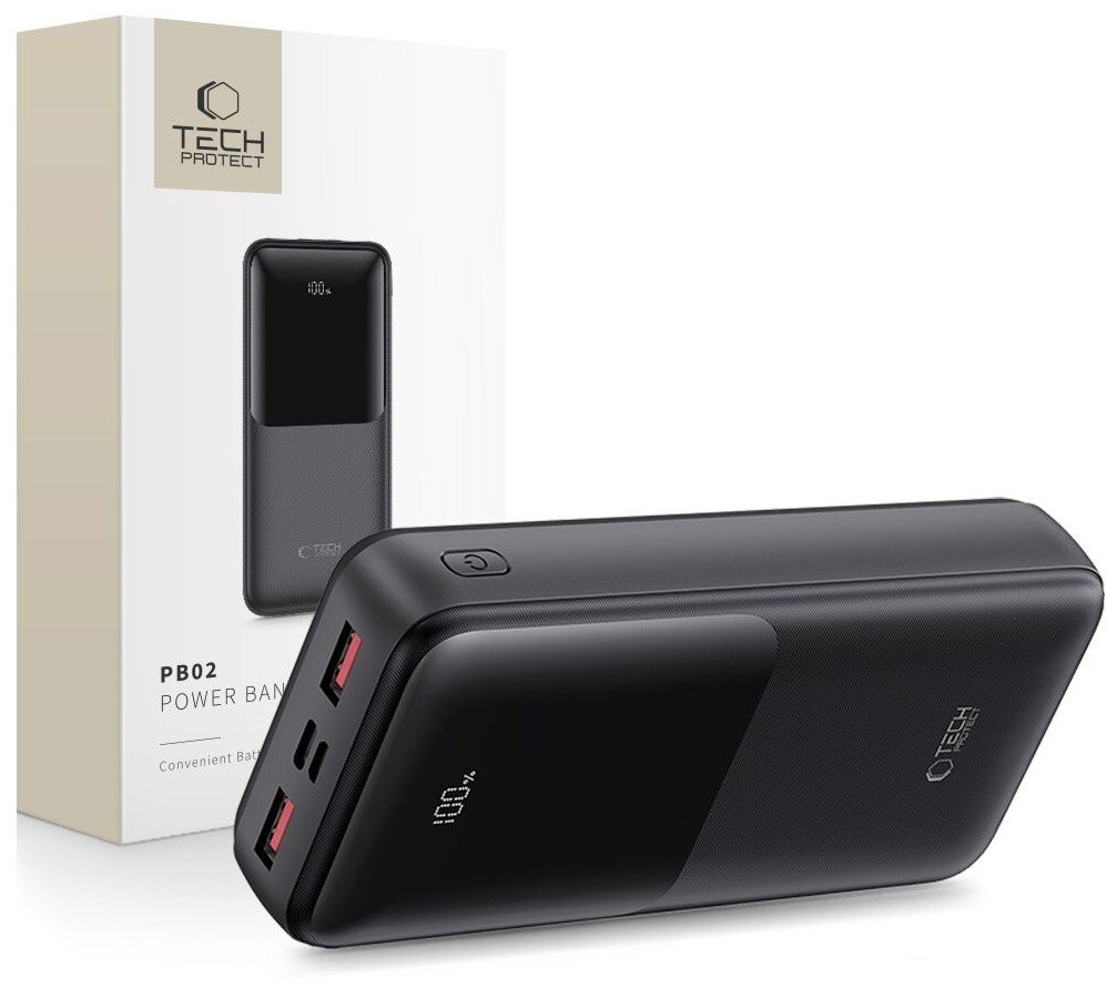 TECH-PROTECT PB02 20000 mAh 22.5W Czarny Powerbank - niskie ceny i ...
