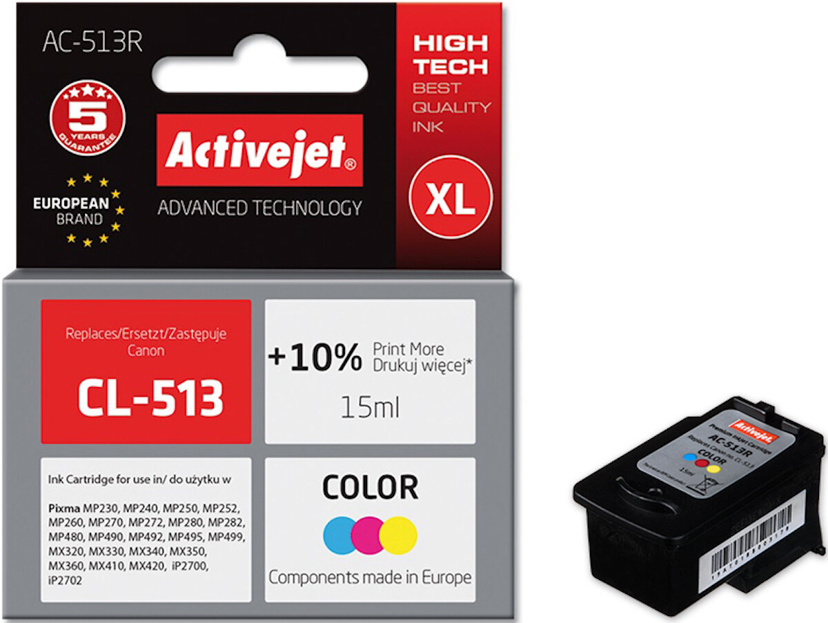 ACTIVEJET do Canon CL-513 Kolorowy 15 ml AC-513R Tusz - niskie ceny i ...