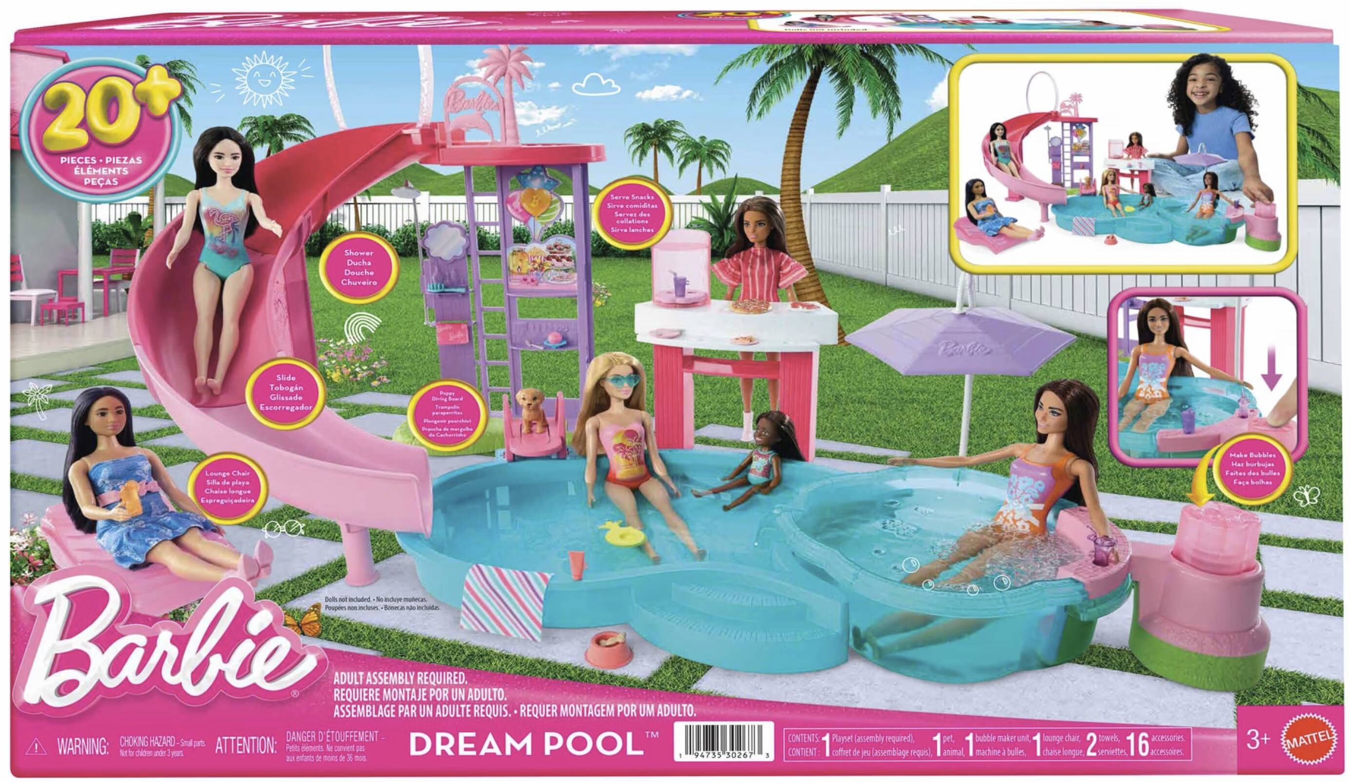 Barbie Basen marzeń JFP01 Zestaw do zabawy w basenie - niskie ceny i ...