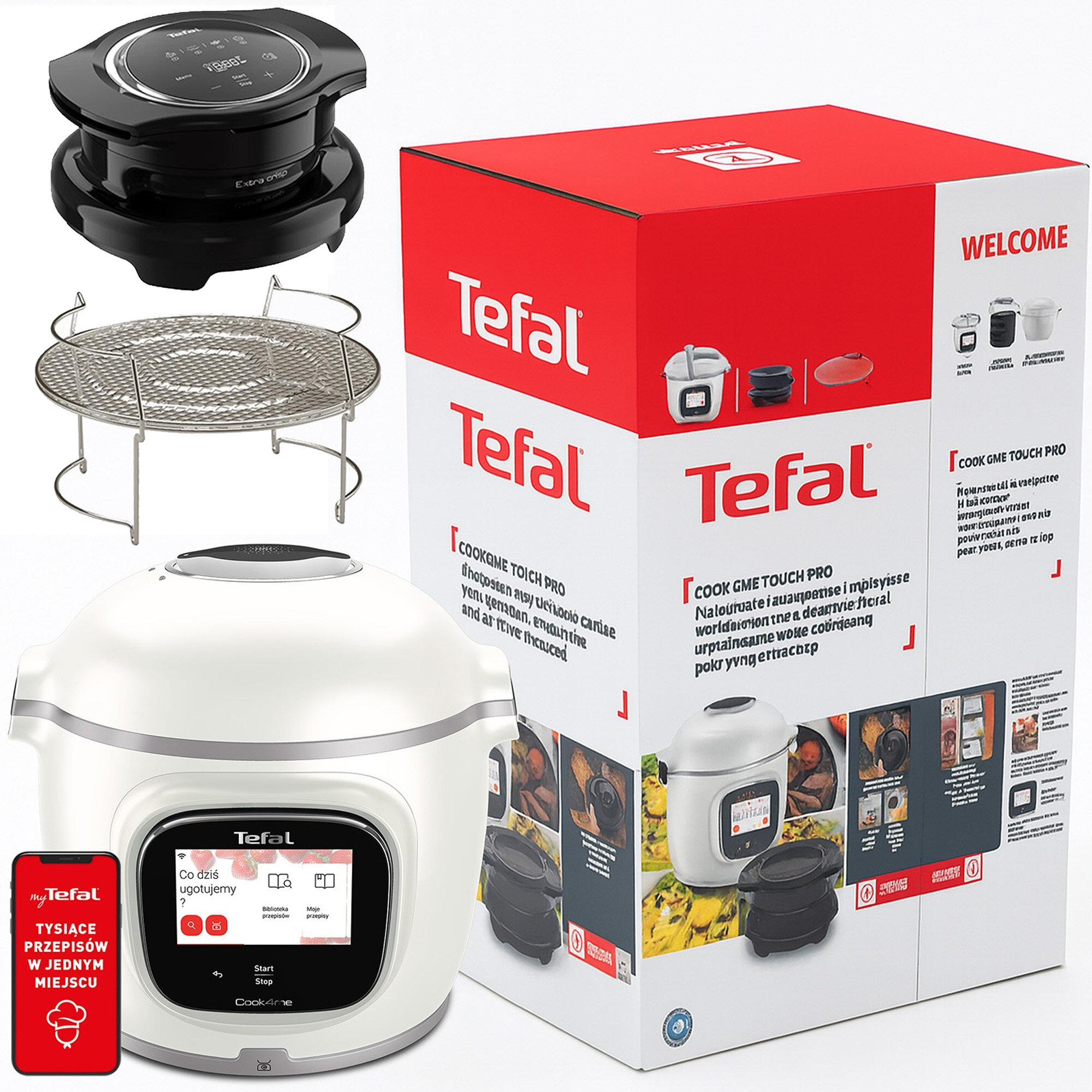 TEFAL Cook4me Touch Pro CY94X1F1 (Wi-Fi) z pokrywą do zapiekania Extra ...
