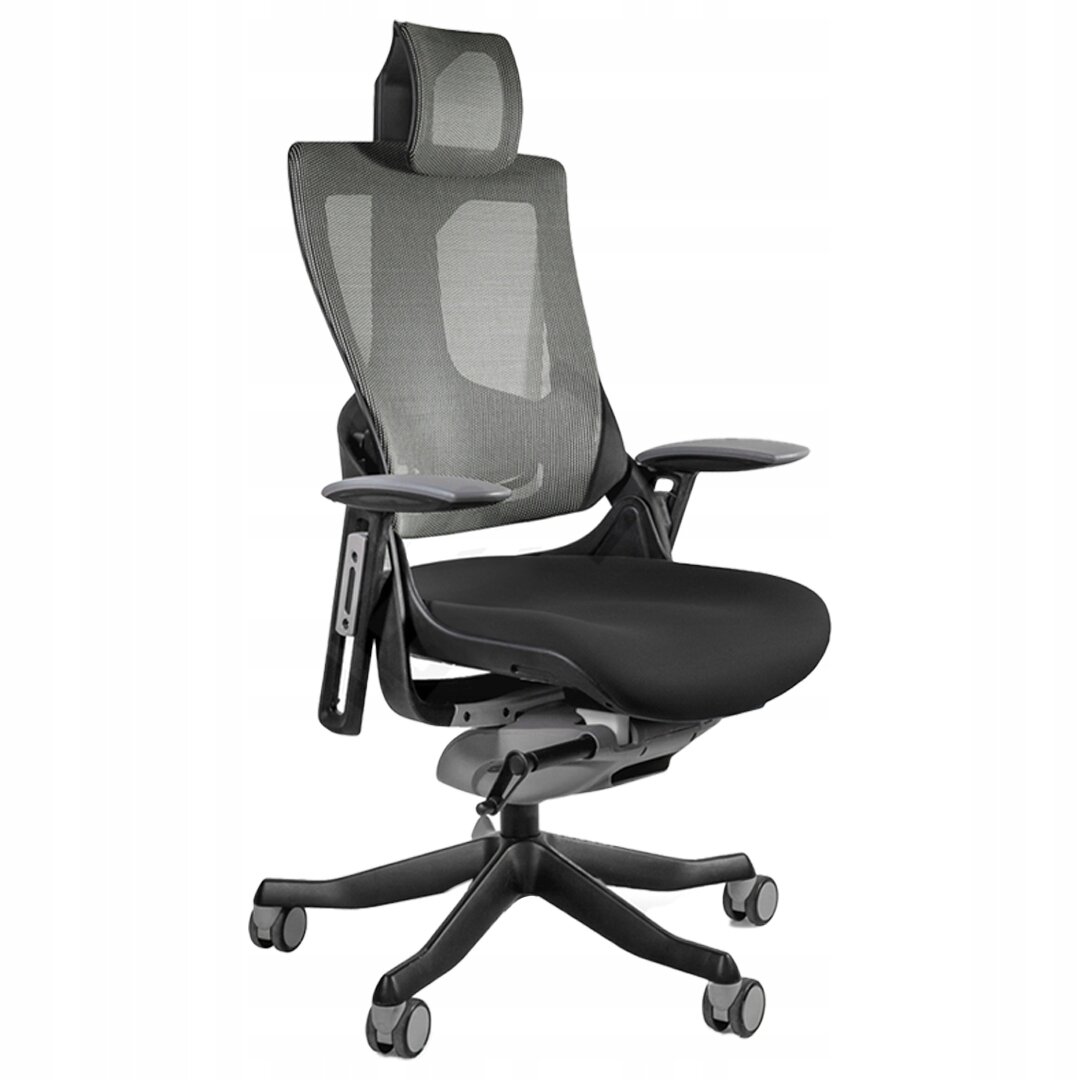 Ergonomiczny fotel biurowy Wau 2 czarny siatka/tkanina - niskie ceny i ...
