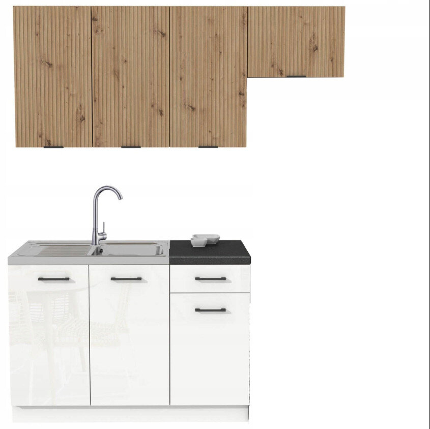 Meble Kuchenne Zestaw Mebli Na Wymiar Modułowe Biały Połysk Dąb MODERN ...