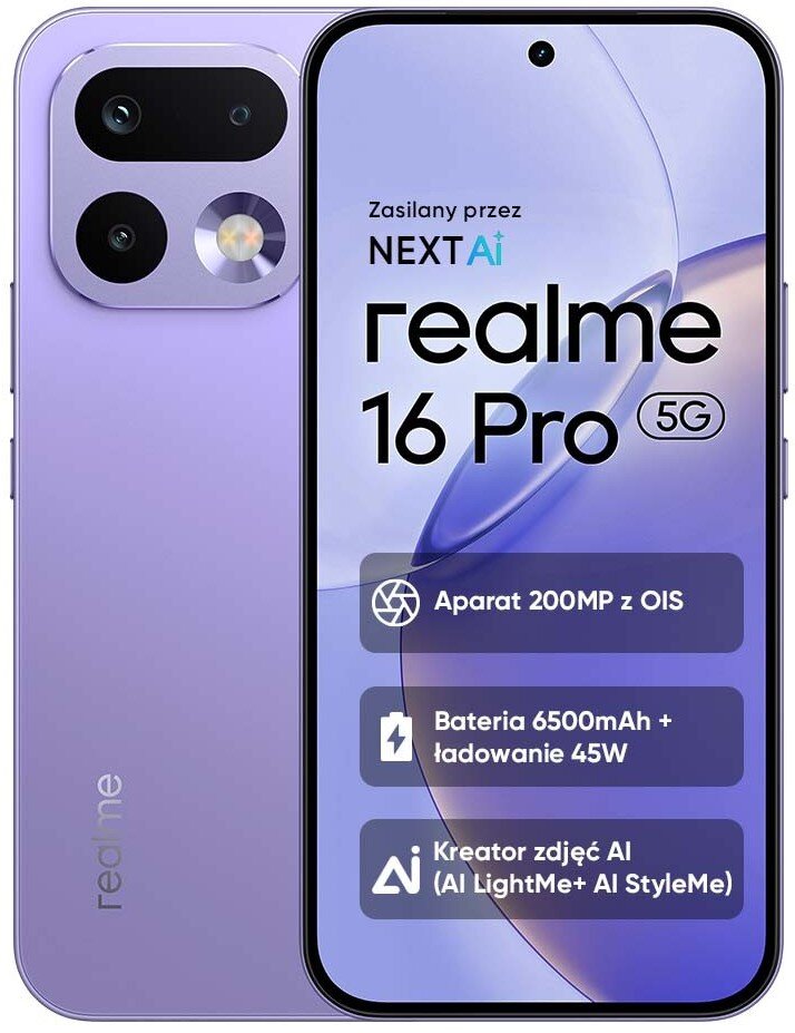 REALME 16 Pro 5G 8/512GB 6.78" 144Hz Fioletowy Smartfon - niskie ceny i ...