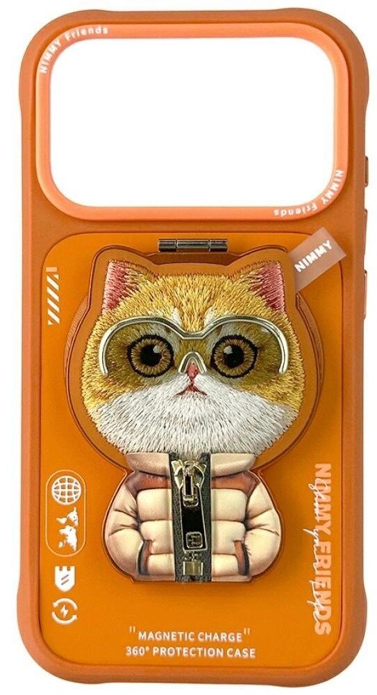 NIMMY Cool&Cute 2.0 Cat do Apple Phone 17 Pro Pomarańczowy + zawieszka ...