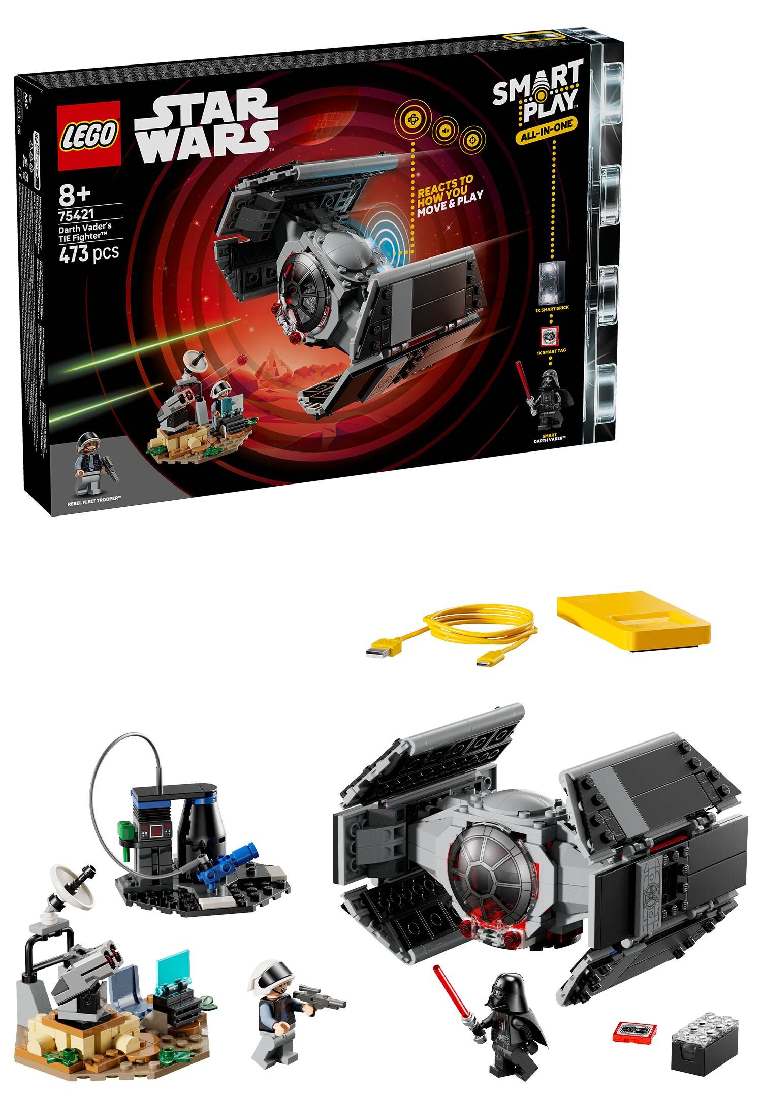 LEGO 75421 Star Wars SMART Play Myśliwiec TIE Dartha Vadera - niskie ...