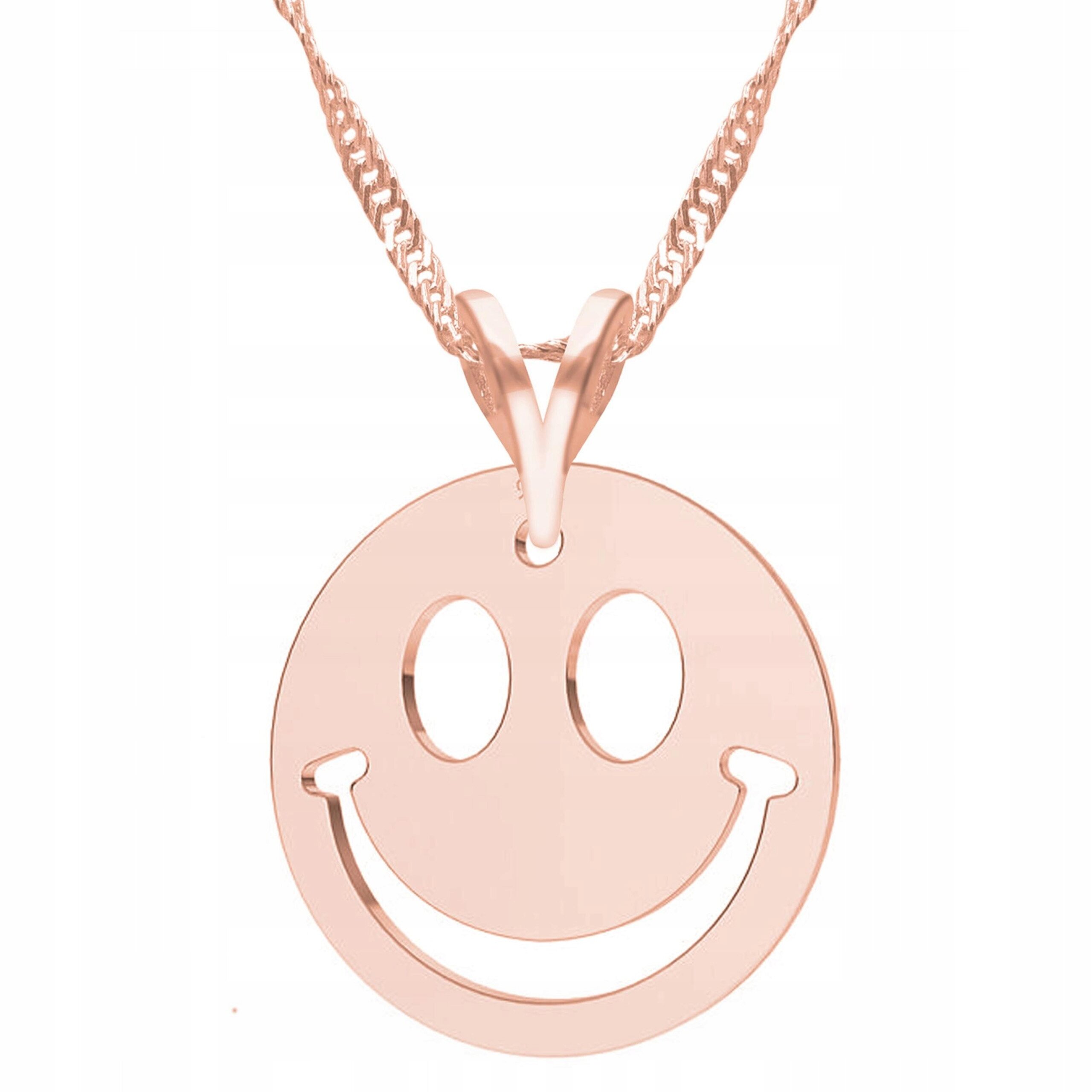 Naszyjnik Pozłacany Emotikon Uśmiech Emotka Emoji Twarz Happy SREBRO ...