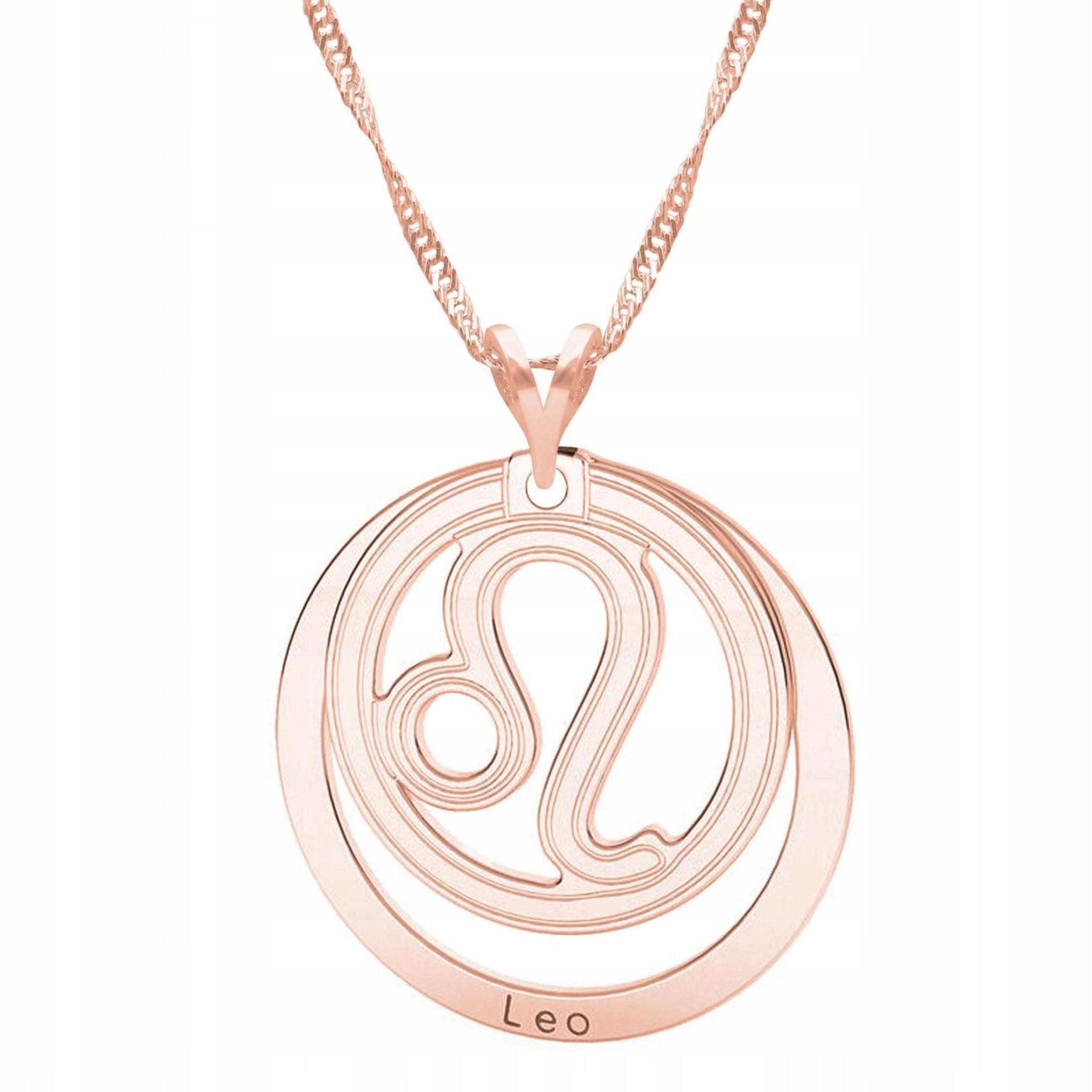 Naszyjnik Pozłacany ze Znakiem Zodiaku dla Lwa Leo Lew Lion SREBRO 925 ...