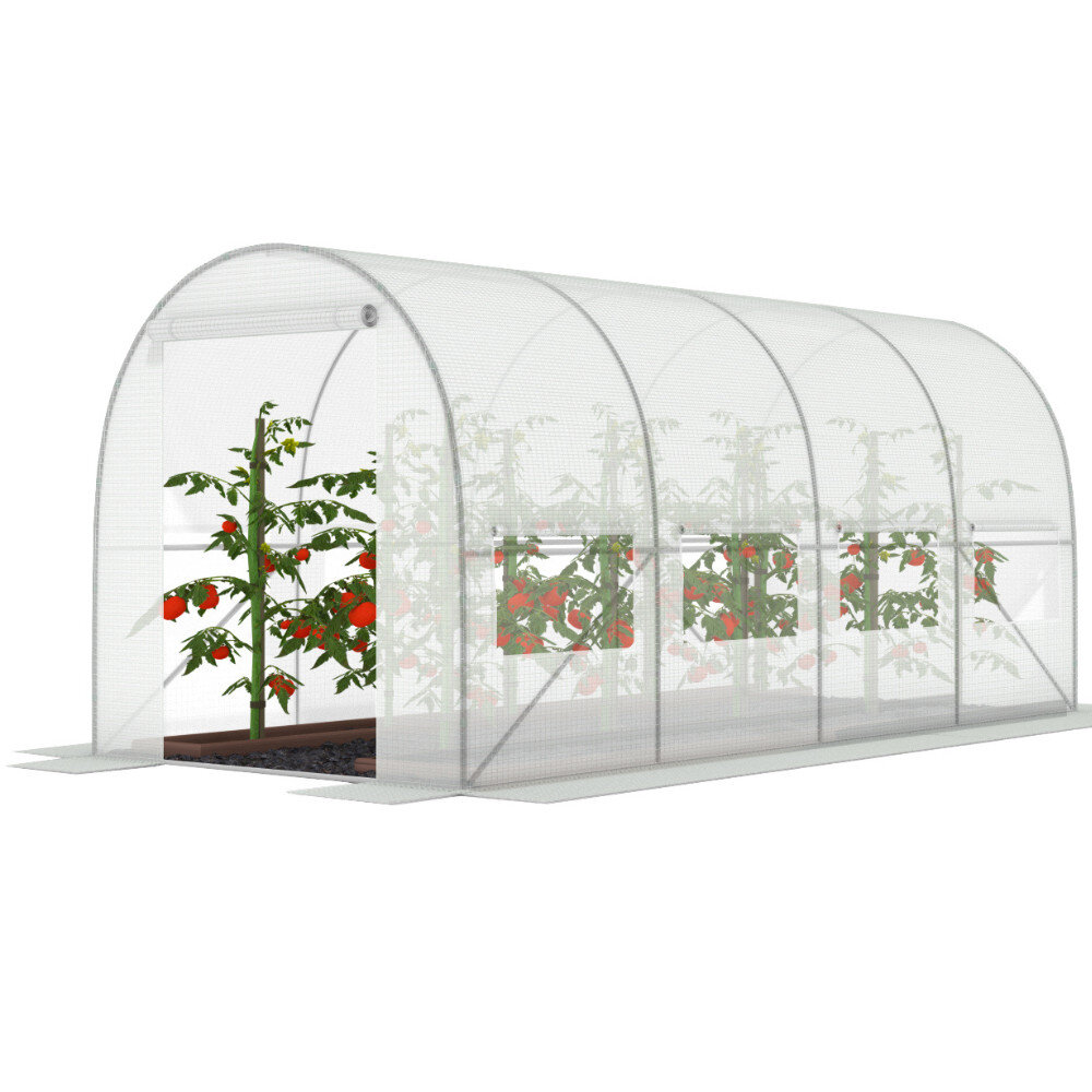 FUNFIT Garden foliowy 10m² szklarnia ogrodowa 4x2,5m UV-4 biały Tunel ...