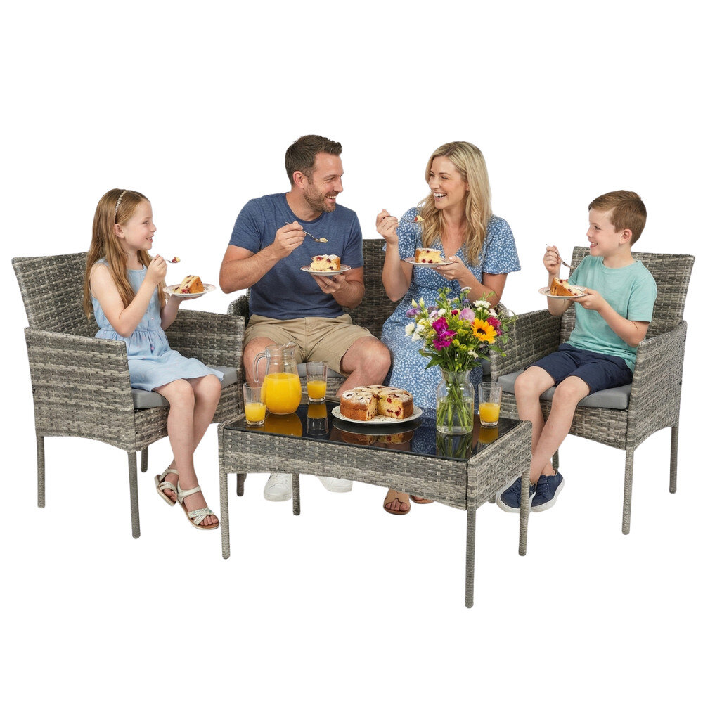 FUNFIT garden Zestaw mebli ogrodowych 4 osobowy rattanowych - niskie ...