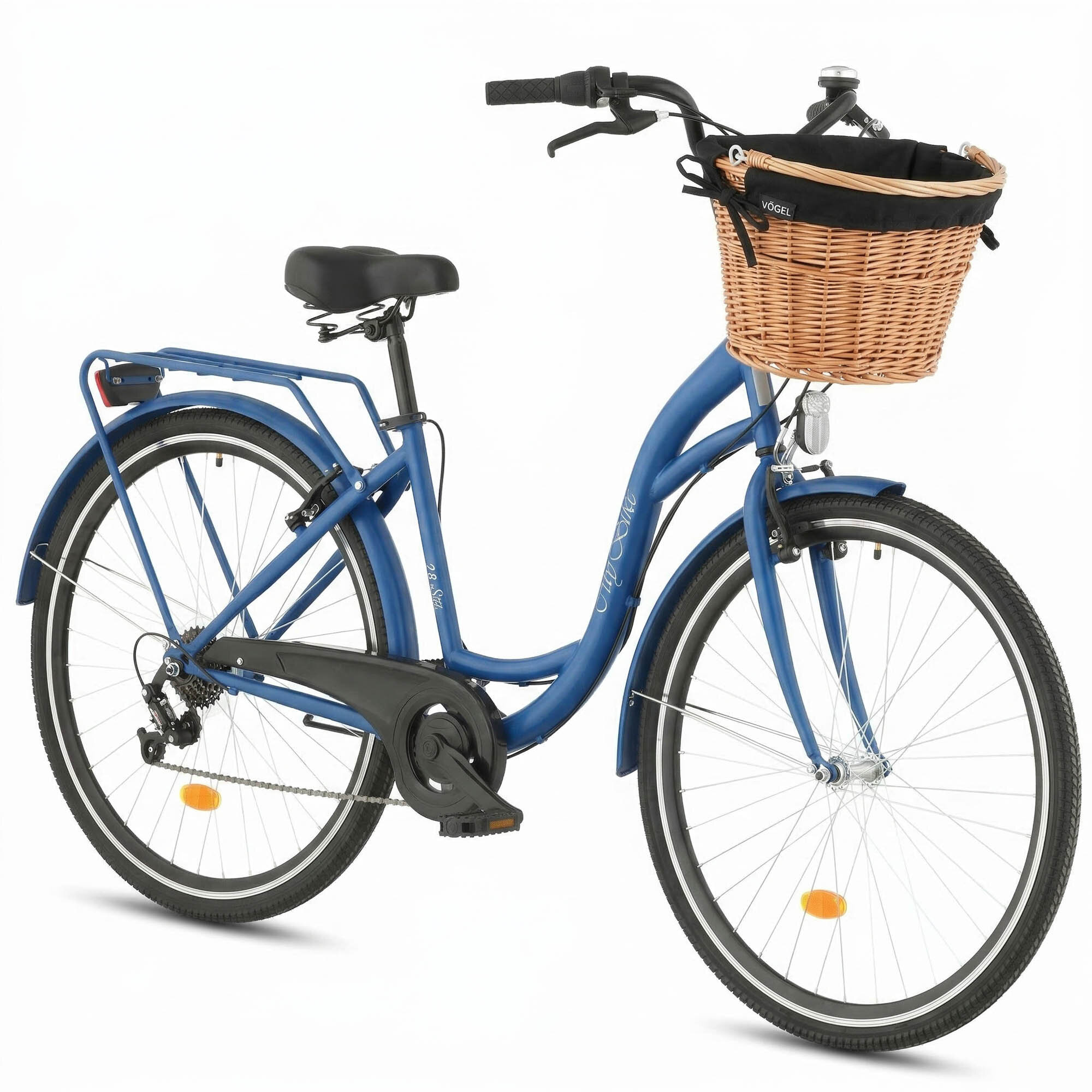 DAWSTAR Citybike S7B 28 cali damski Granatowy + Koszyk wiklinowy na ...