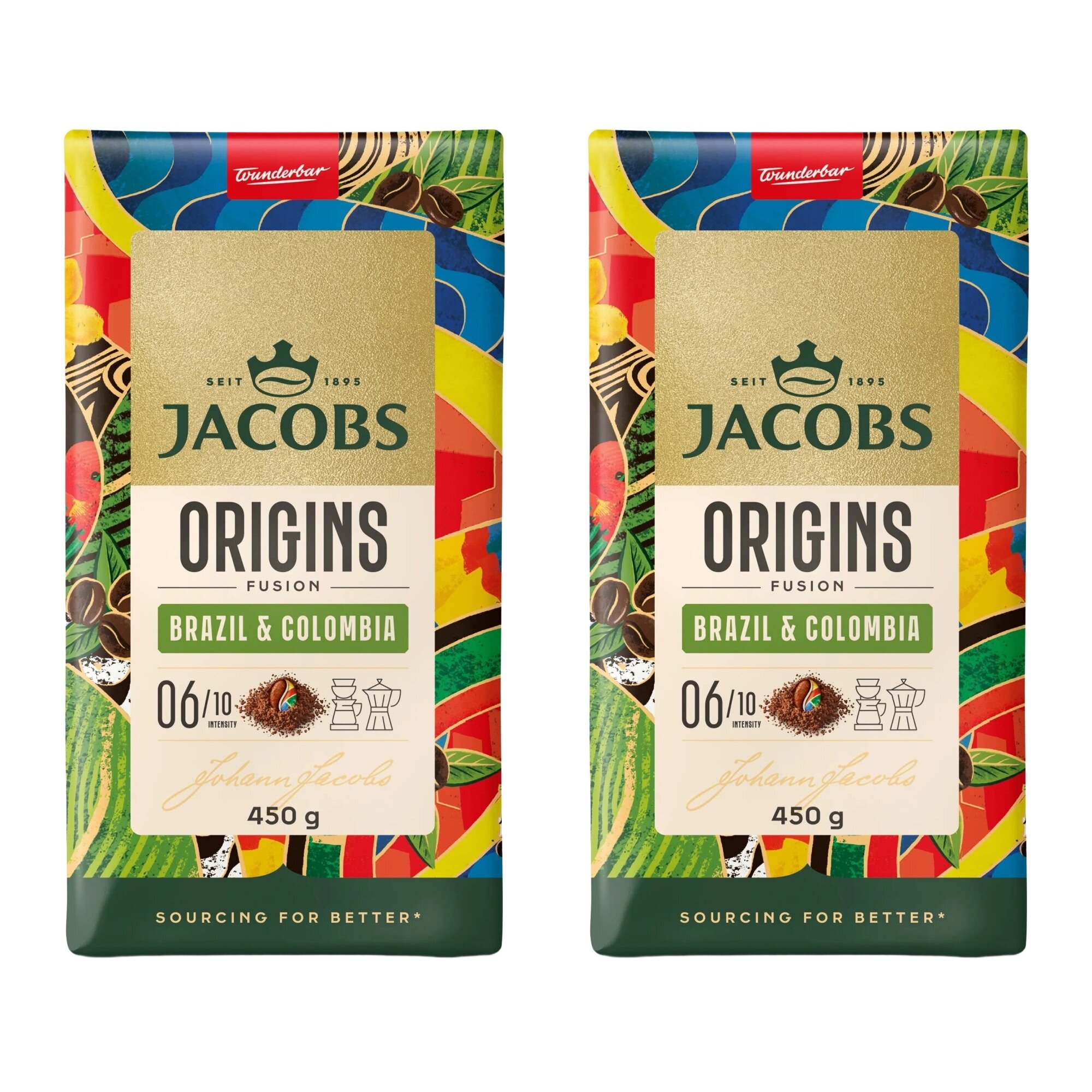 JACOBS Origins Fusion Brazil & Colombia 2 x 0.45 kg Kawa mielona ...