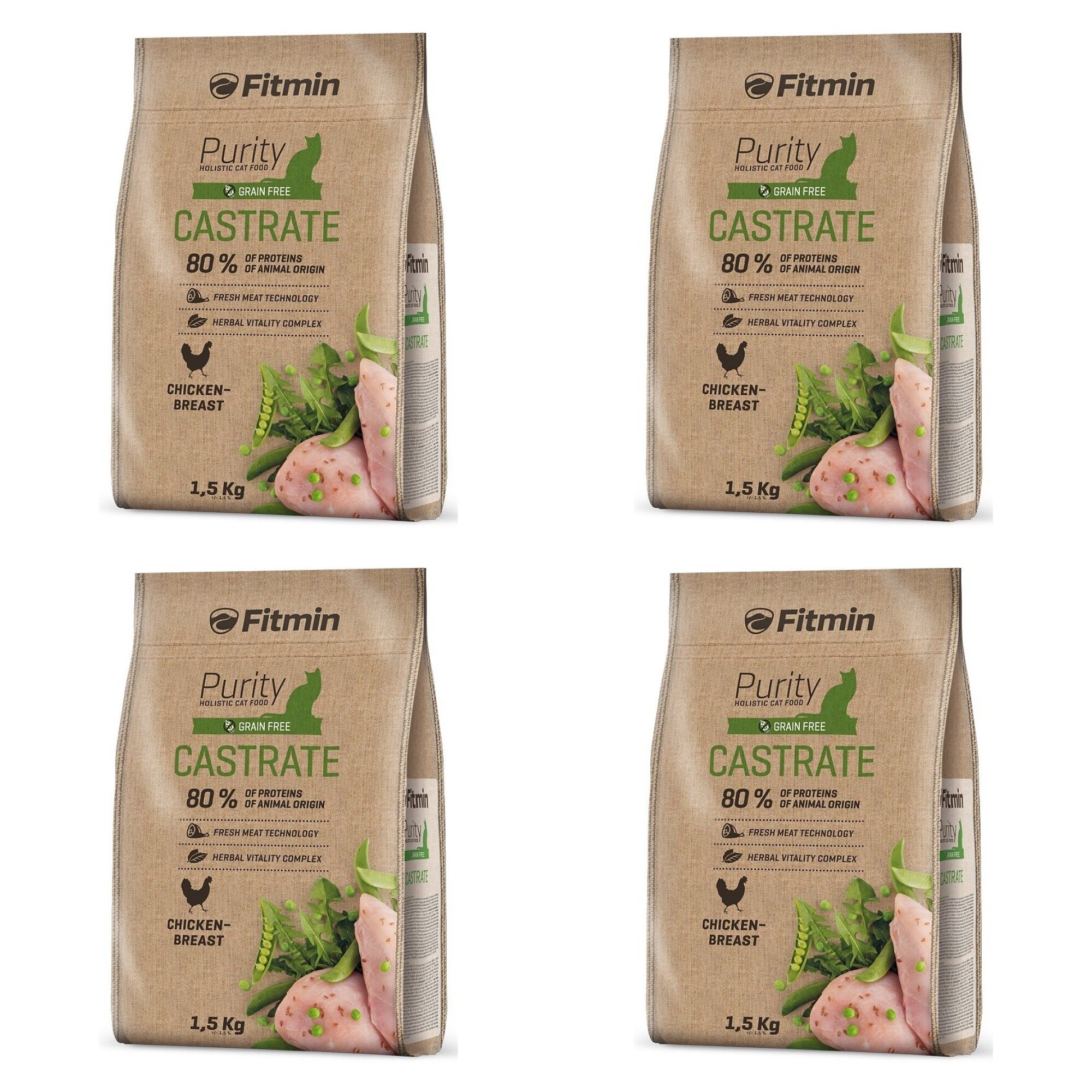 FITMIN Cat Purity Castrate Kurczak 4 x 1.5 kg Karma dla kota - niskie ...