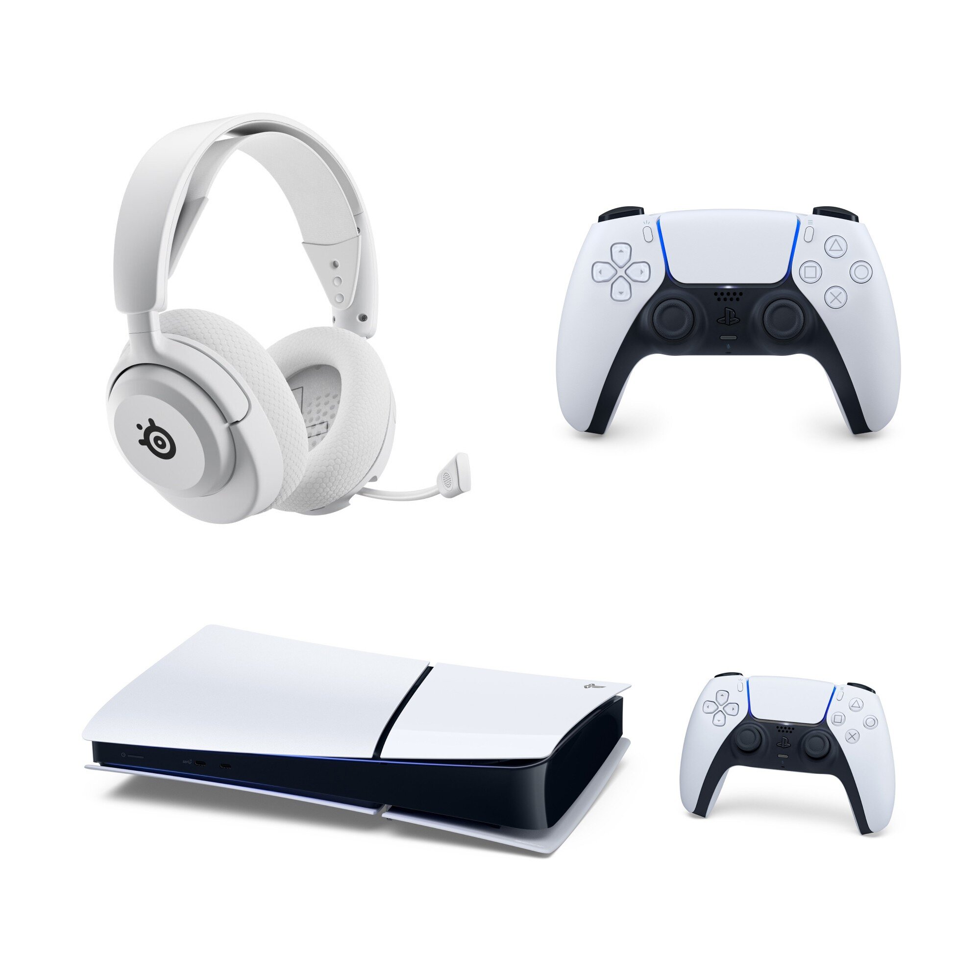 Konsola SONY PlayStation 5 Digital Slim + Kontroler SONY DualSense Biały + Słuchawki STEELSERIES ...