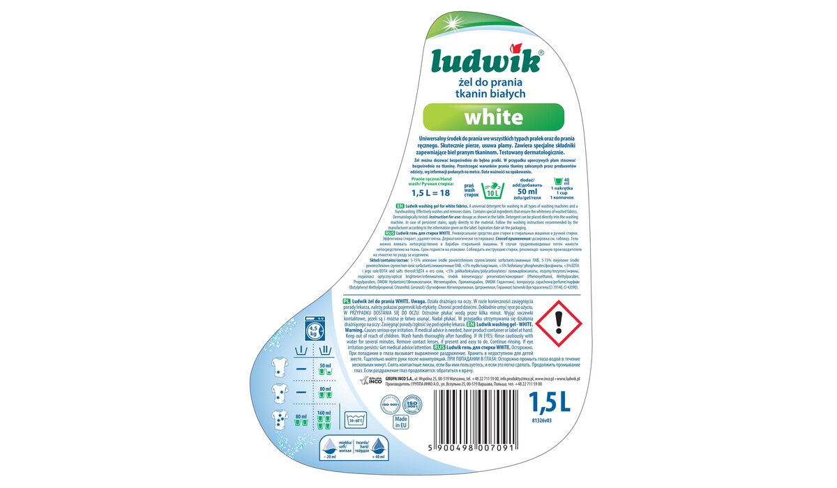 LUDWIK White 1500 ml Żel do prania - niskie ceny i opinie w Media Expert
