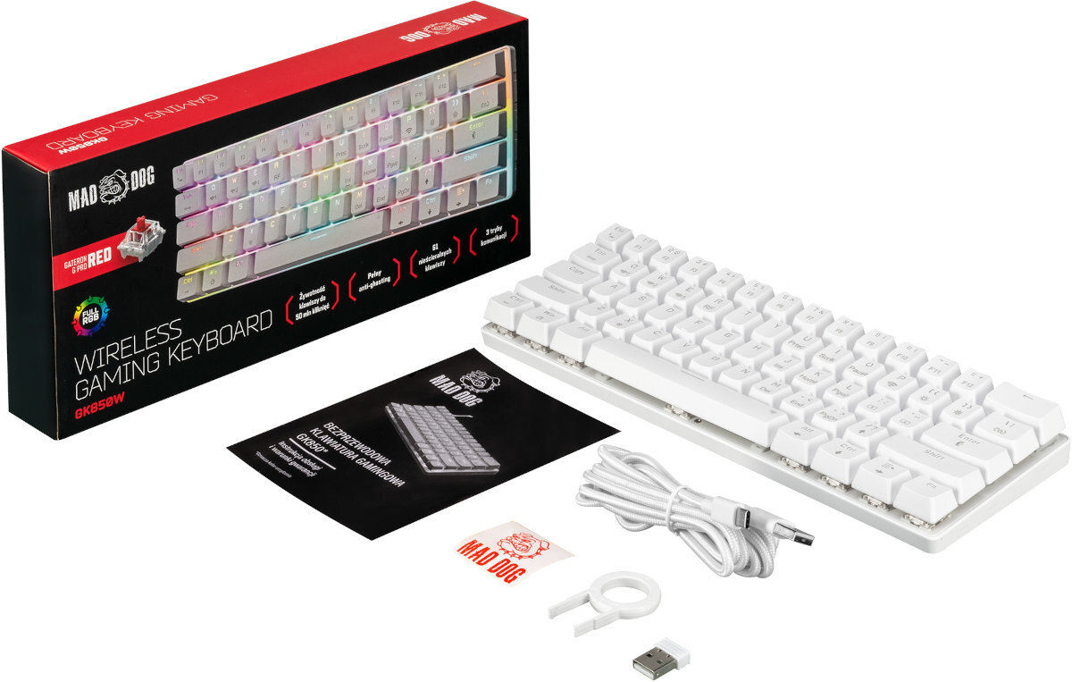 MAD DOG GK850W Gateron Red Biały Klawiatura - niskie ceny i opinie w ...