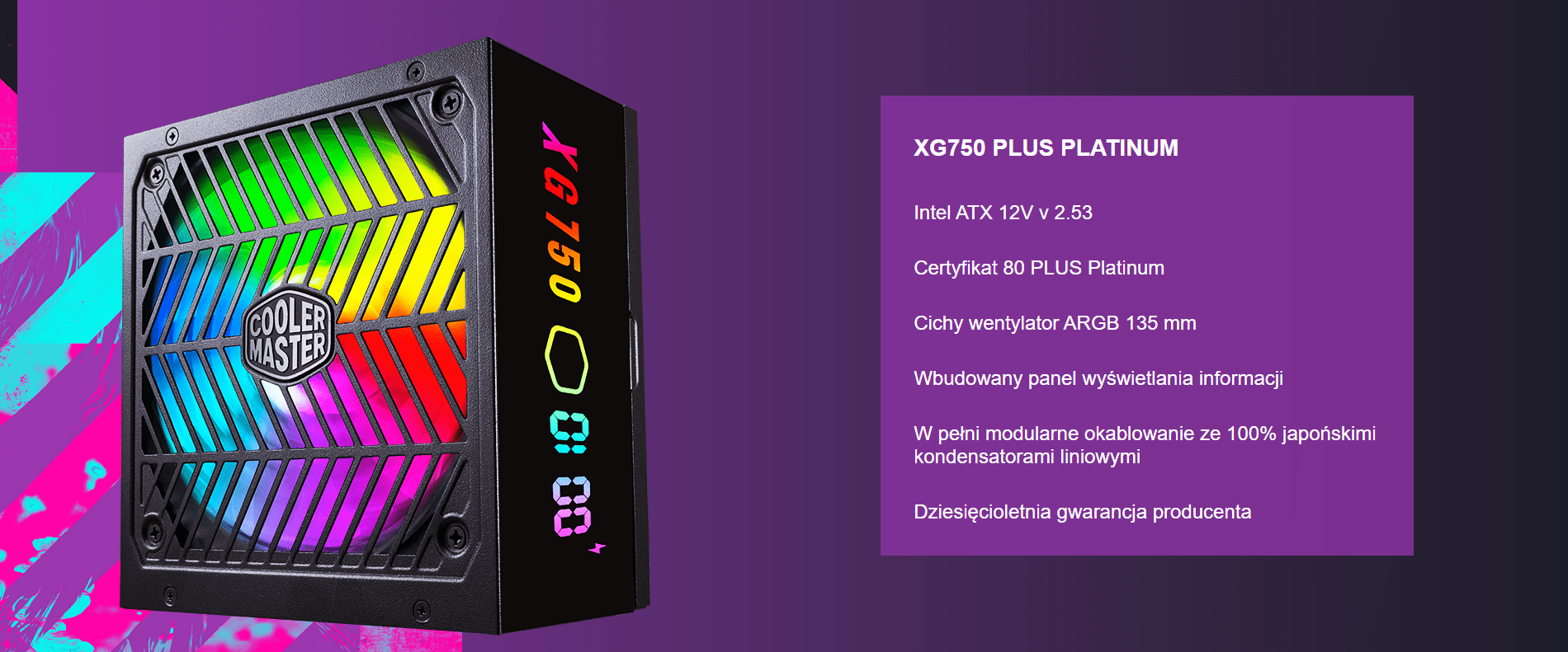 COOLER MASTER XG Plus 750W 80 Plus Platinum ARGB Zasilacz - niskie ceny ...