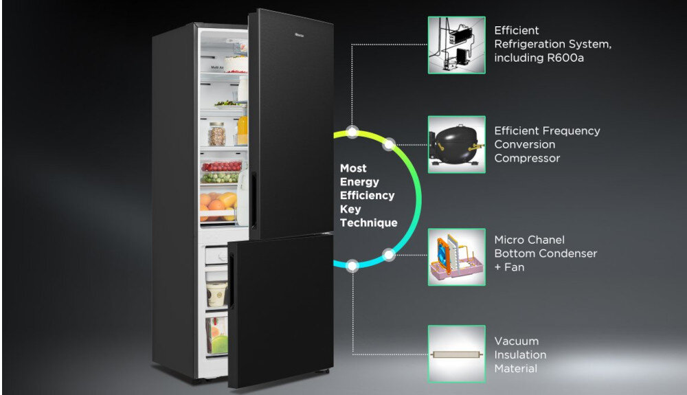 HISENSE RT641N4WFE1 No frost 200cm Czarna Lodówka - niskie ceny i ...