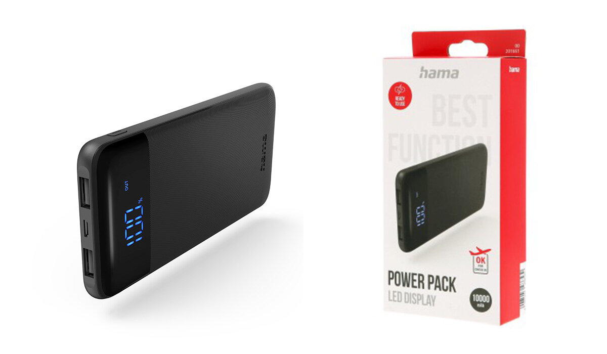 HAMA Power Pack LED10 10000 mAh 10W Czarny Powerbank - niskie ceny i ...