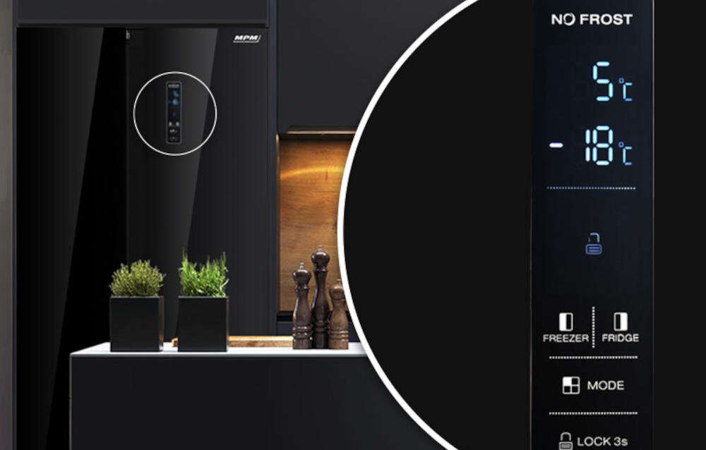 MPM-427-SBS-06/NL Side by Side No frost 177cm Czarna Lodówka - niskie ...