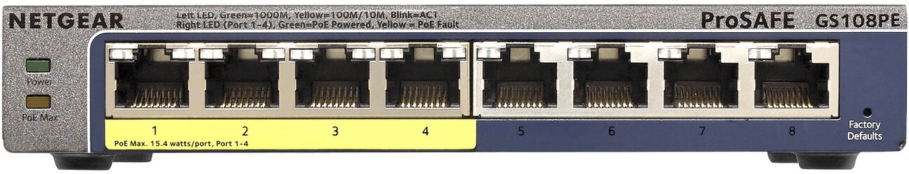 NETGEAR GS108PE-300EUS Switch - niskie ceny i opinie w Media Expert