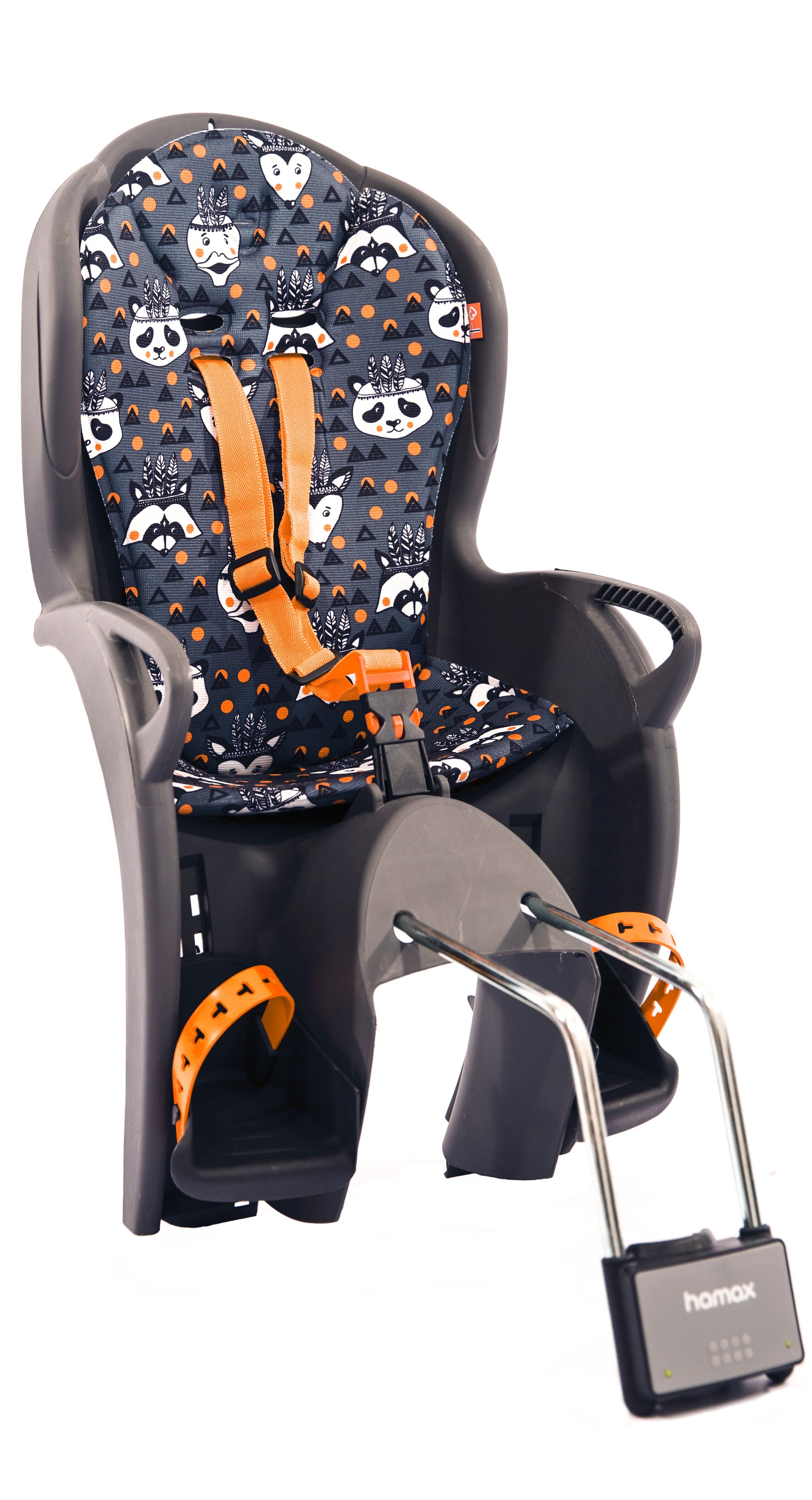 HAMAX Kiss Szaro-pomarańczowy Fotelik rowerowy - niskie ceny i opinie w Media Expert