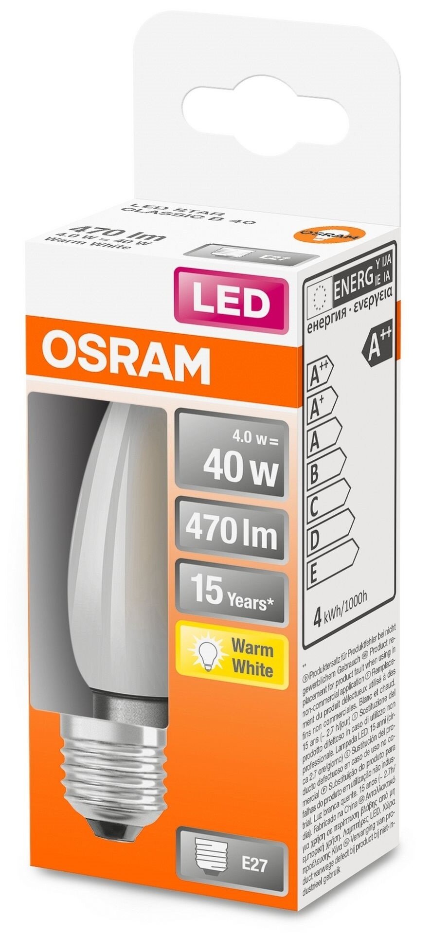 OSRAM LED STAR CL B GL FR 40 NON-DIM 4W E27 Żarówka LED - niskie ceny i opinie w Media Expert