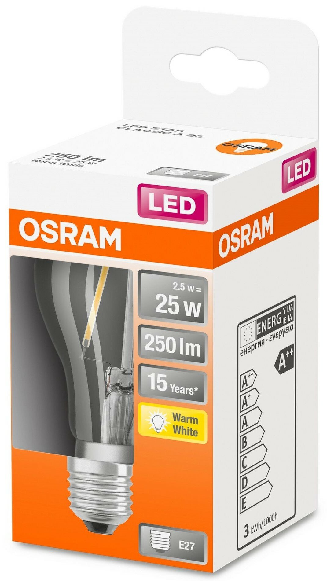 OSRAM STAR CL A FIL 25 NON-DIM 2.5W E27 Żarówka LED - niskie ceny i opinie w Media Expert