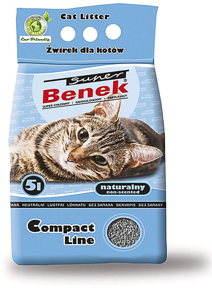 SUPER BENEK Compact Naturalny 5 L Żwirek dla kota - niskie ceny i ...