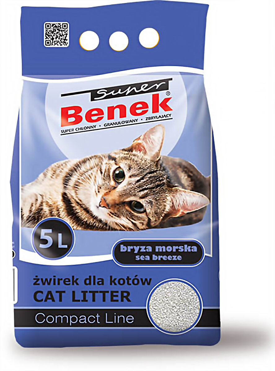 SUPER BENEK Compact Bryza Morska 5 L Żwirek dla kota - niskie ceny i ...
