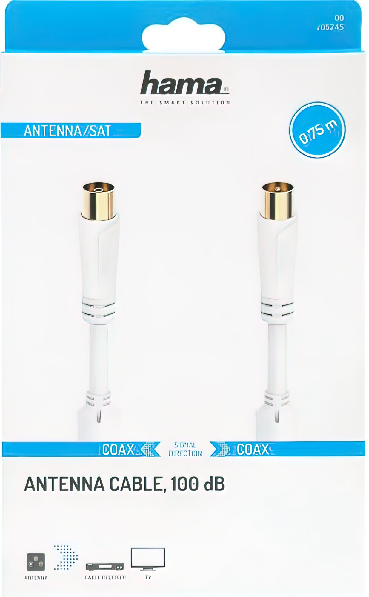 HAMA 0.75 m Kabel antenowy gniazdo - wtyk - niskie ceny i opinie w Media Expert
