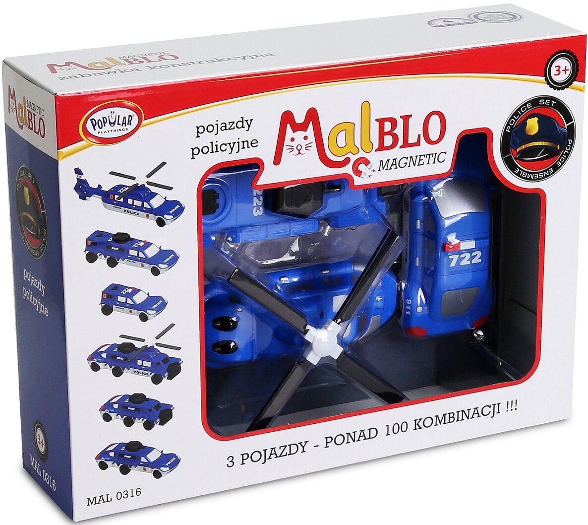 MALBLO Magnetic Pojazdy policyjne MAL0316 Klocki magnetyczne - niskie ceny i opinie w Media Expert