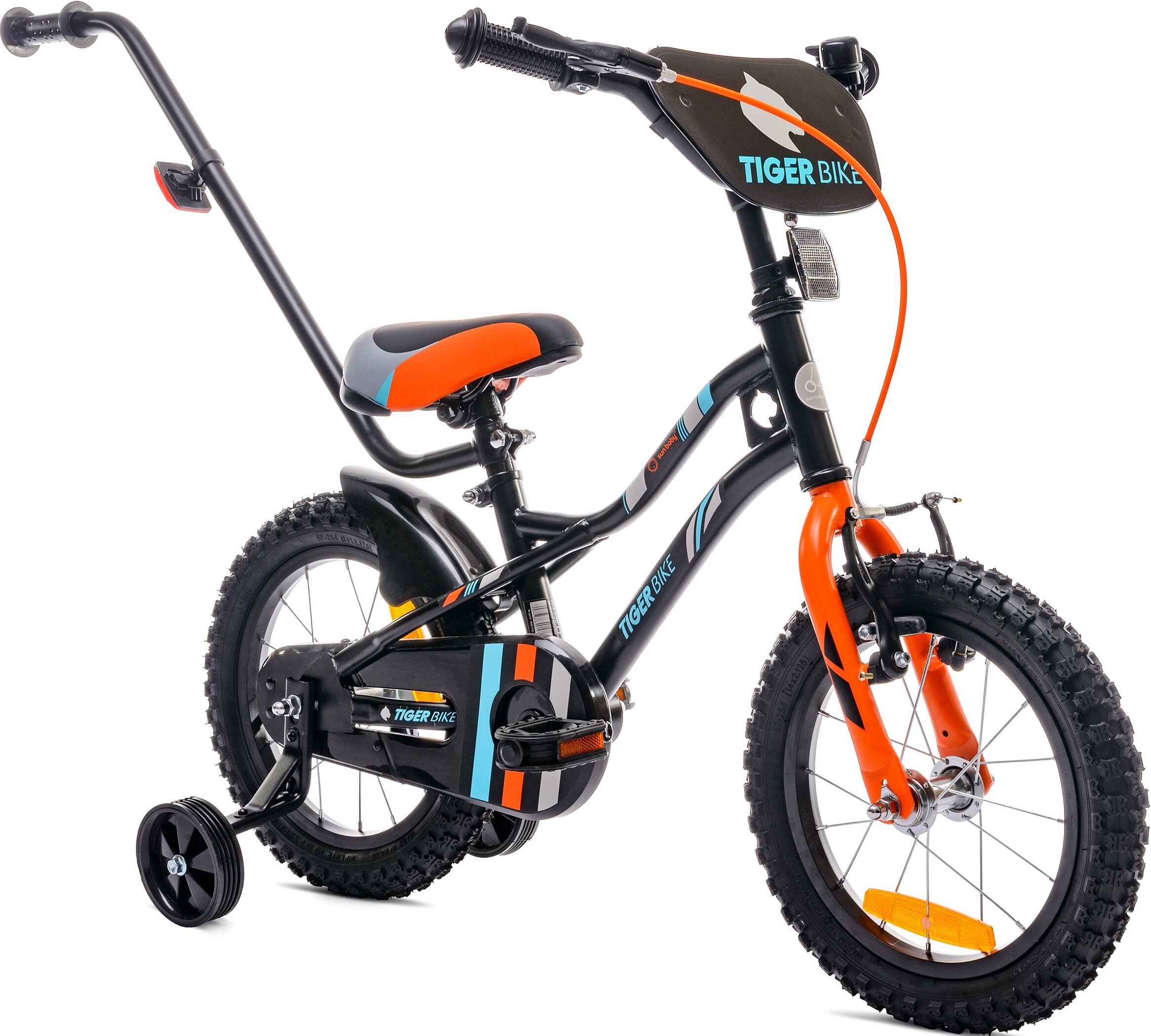 SUN BABY Tiger Bike 14 cali dla chłopca Pomarańczowo-turkusowy Rower ...
