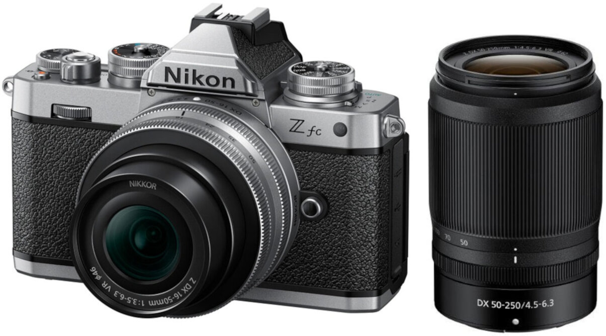 NIKON Z fc + Obiektyw 16-50mm f/3.5-6.3 Srebrny + Obiektyw 50-250mm f/4.5-6.3 Aparat - niskie ...