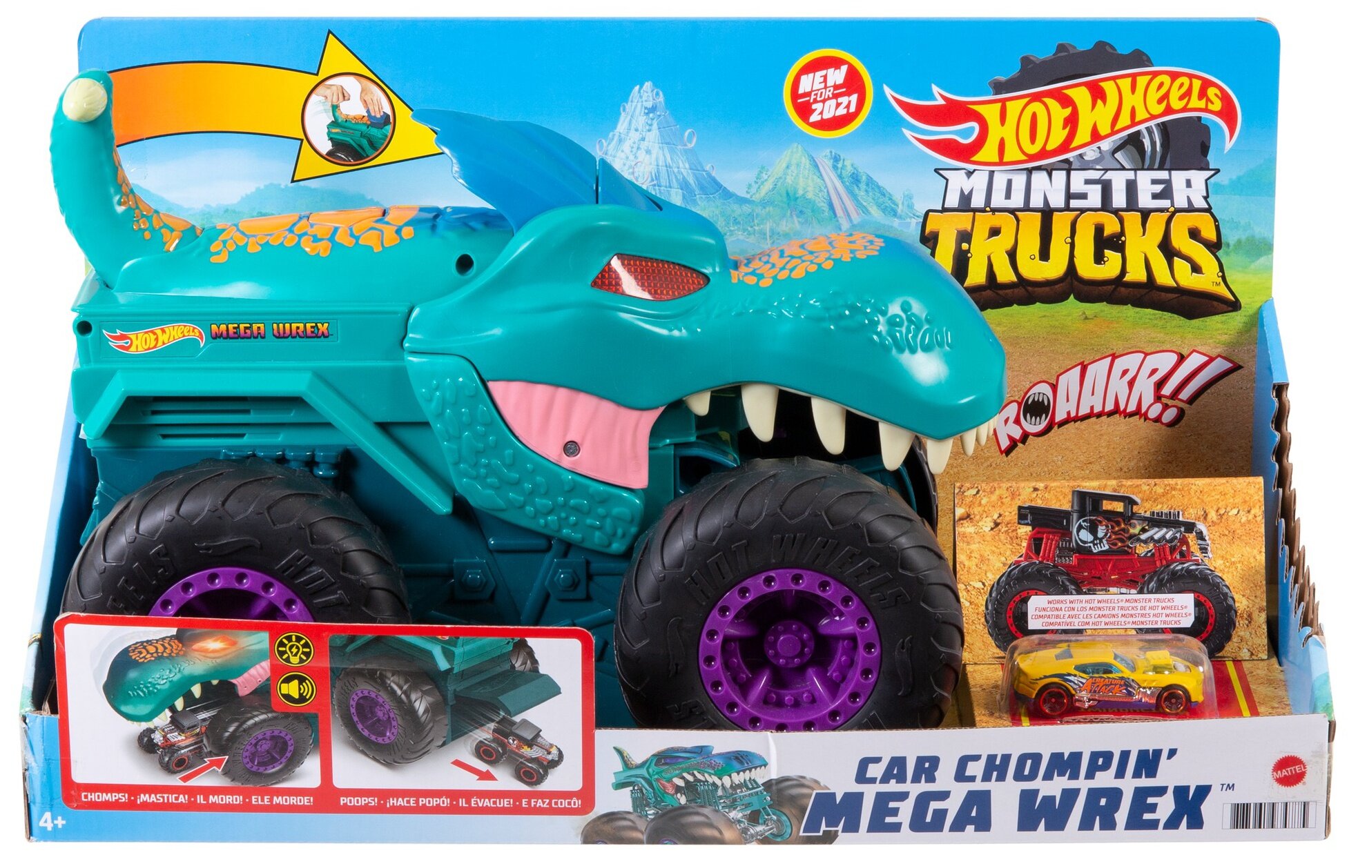 Hot Wheels Monster Trucks Pożeracz Aut Mega Wrex GYL13 Samochód ...