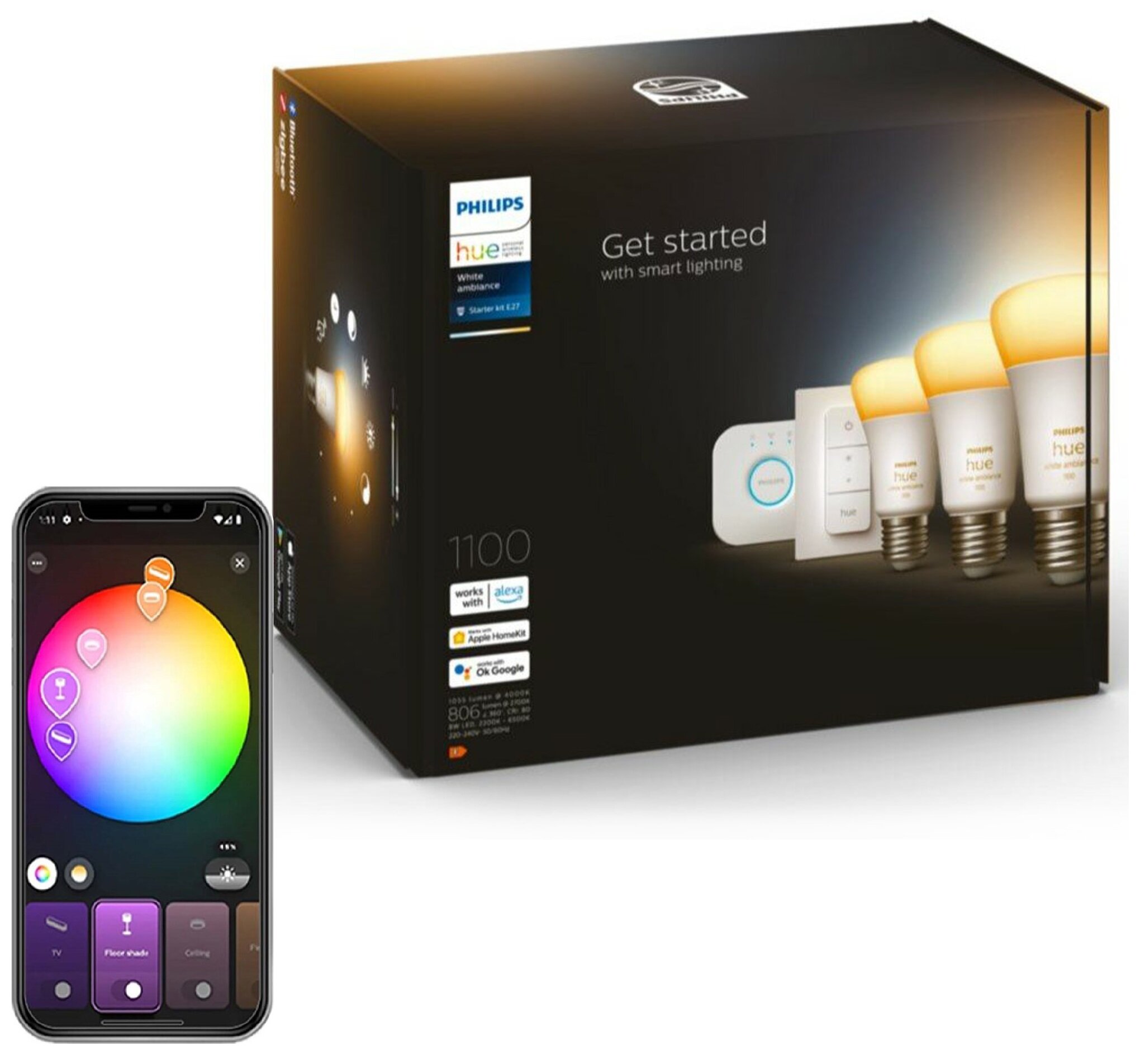 PHILIPS HUE 929002468403 8W E27 Bluetooth, ZigBee (3 szt.) + mostek ...