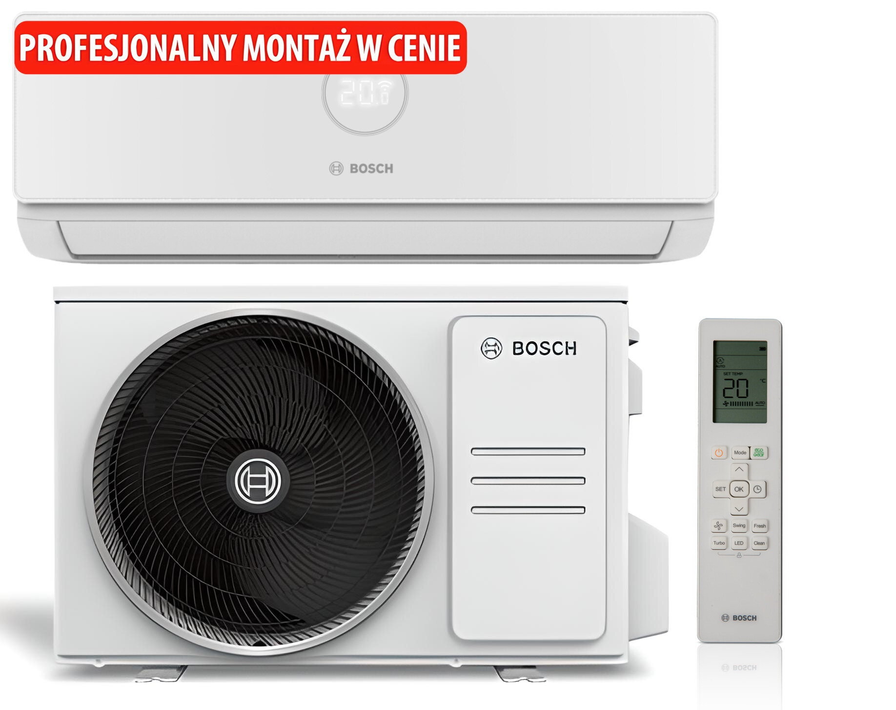 Klimatyzator Split, Pompa ciepła powietrze - powietrze BOSCH Climate CL5000iU W 26 E z usługą ...