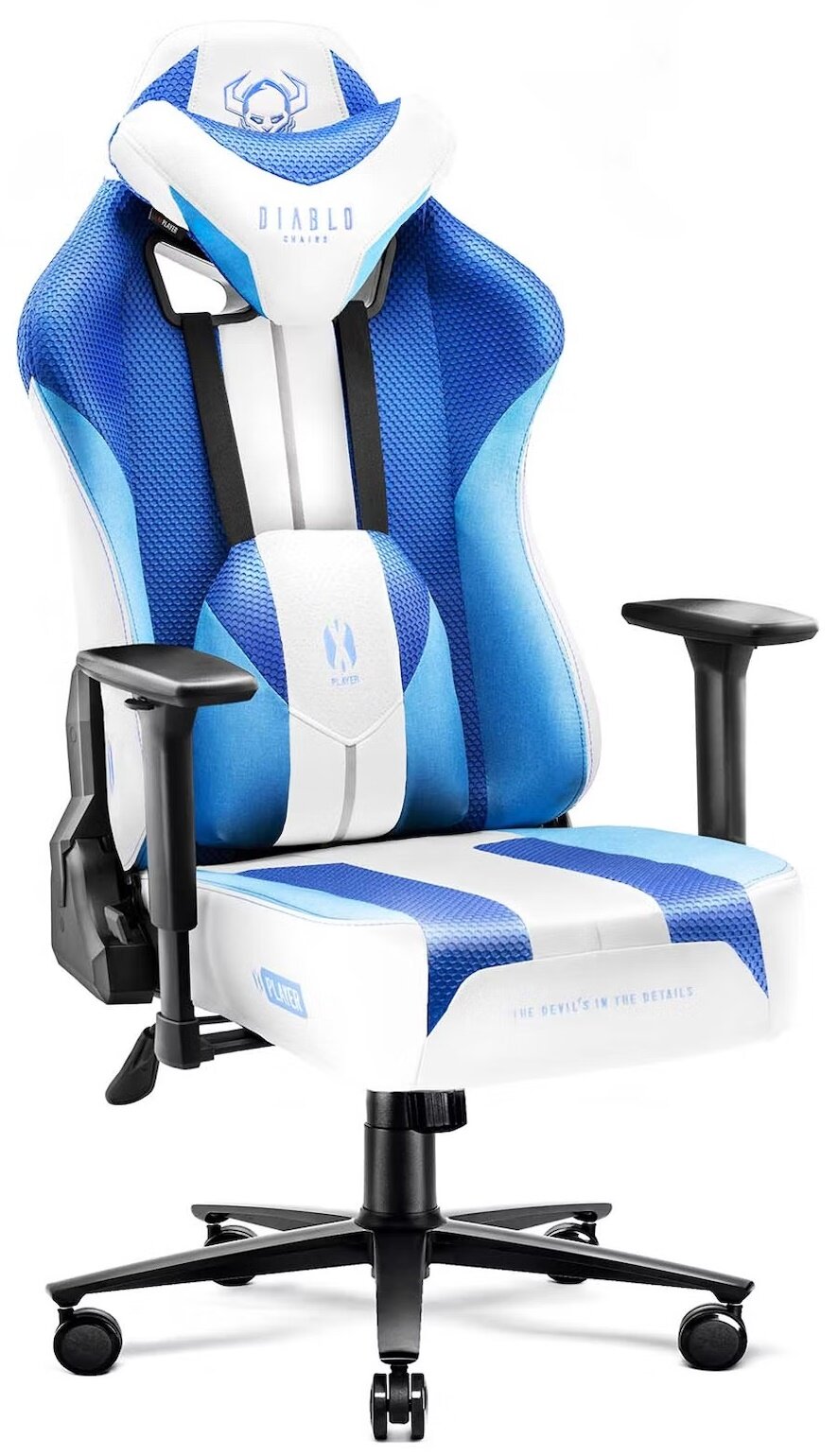 DIABLO CHAIRS X-Player 2.0 (L) Biało-niebieski Fotel - niskie ceny i ...