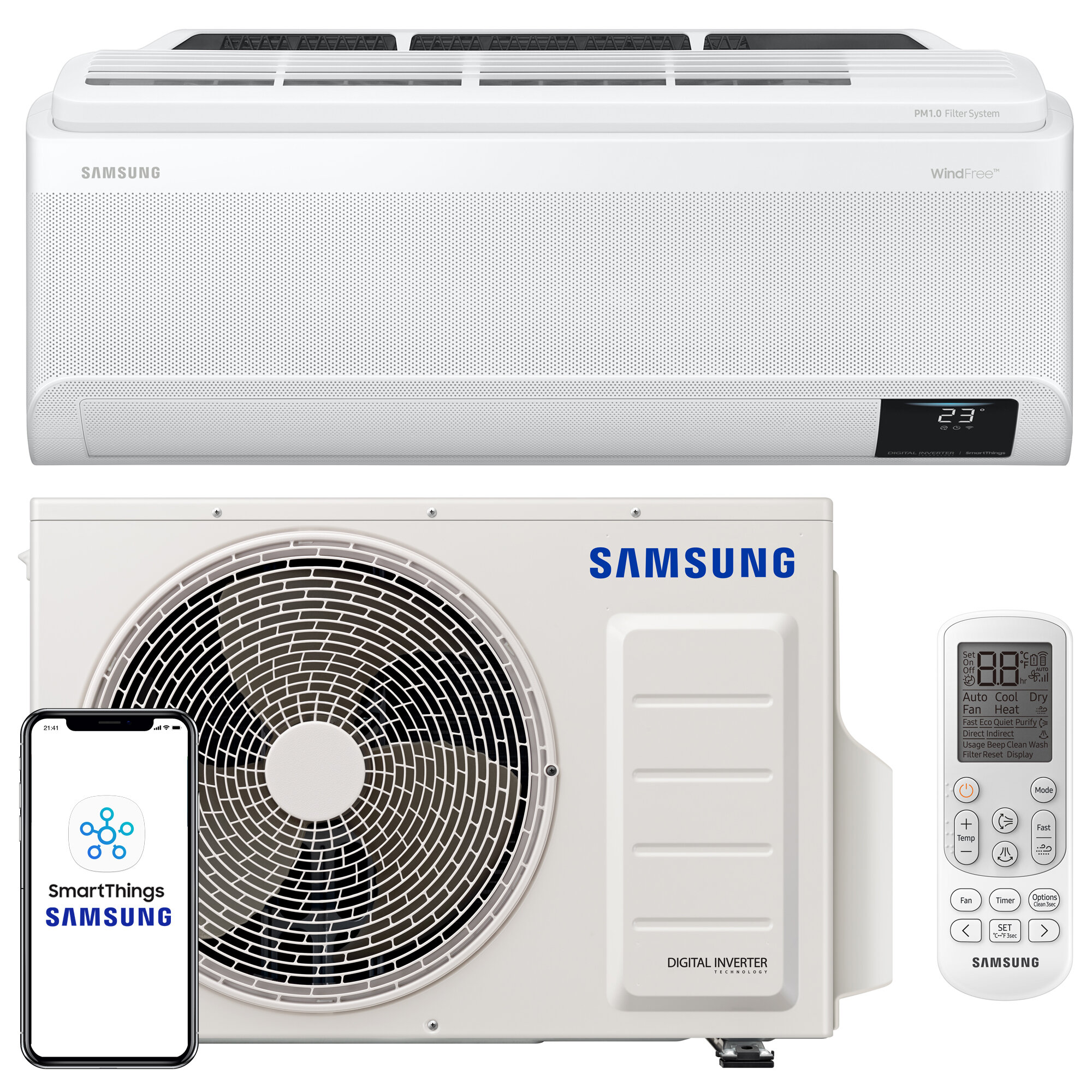 SAMSUNG WindFree Pure 1.0 AR12AXKAAWKN/EU z usługą montażu Klimatyzator Split, Pompa ciepła ...