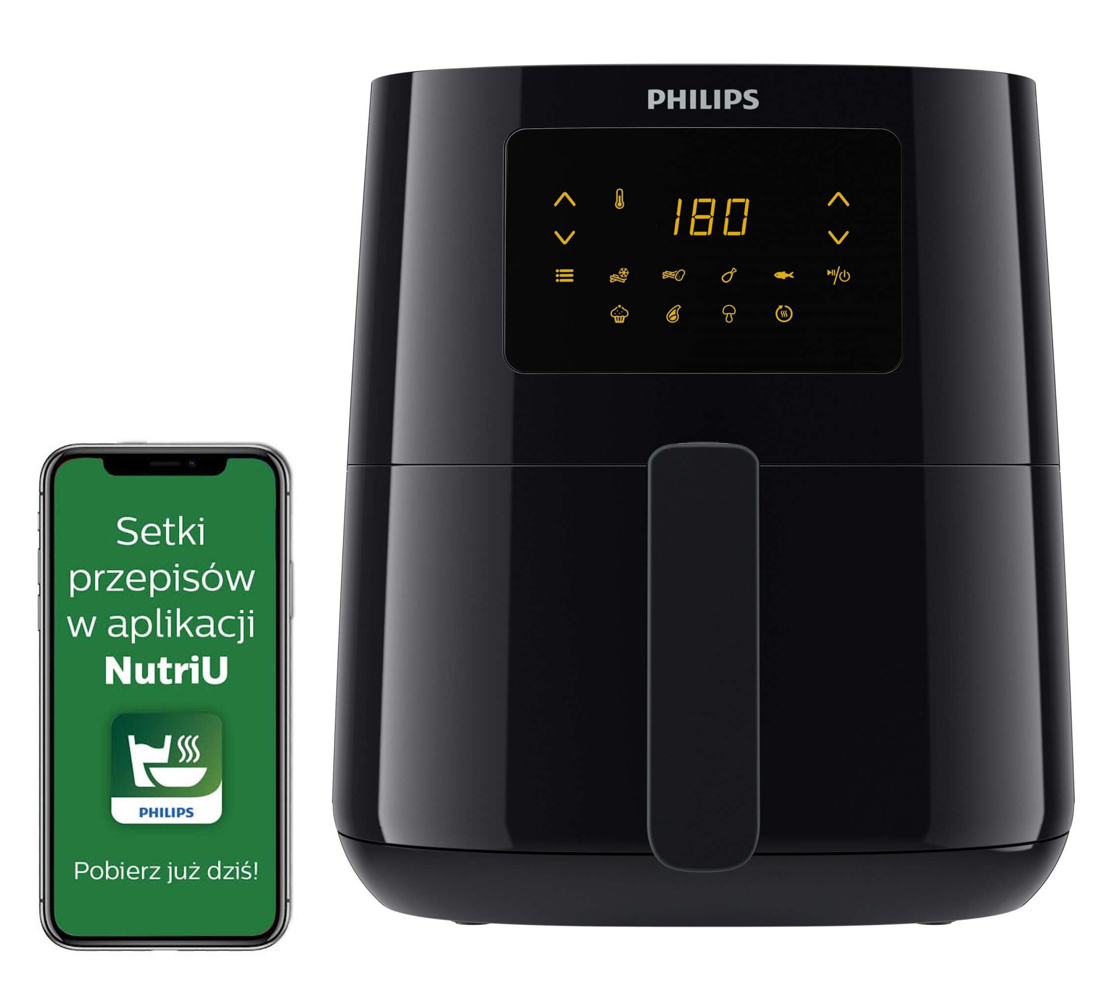 PHILIPS Essential Ovi Mini HD9252/90 Czarny Air Fryer Frytkownica ...