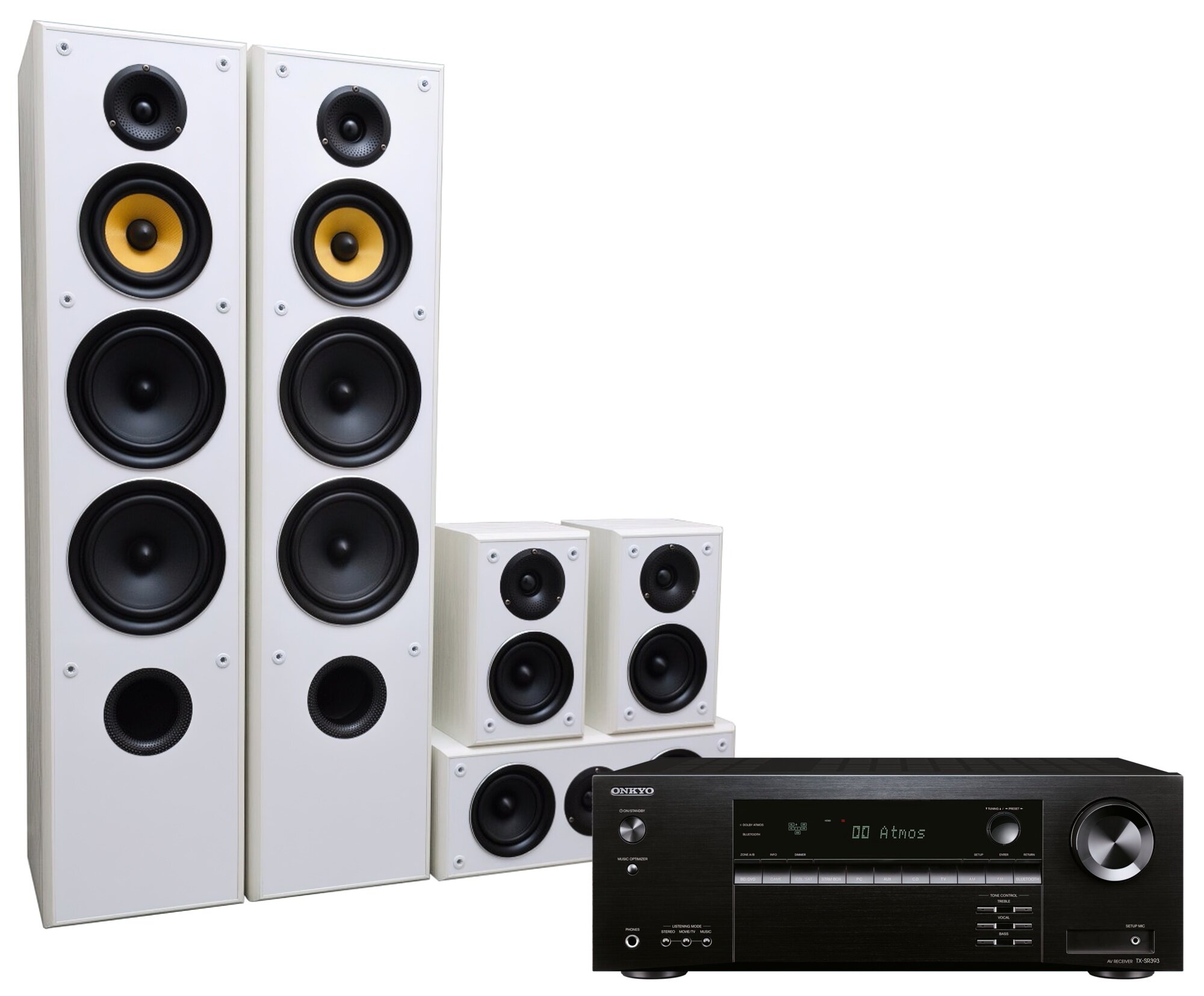 ONKYO TX-SR393DAB-B + TAGA TAV-606 Biały Kino domowe - niskie ceny i ... ONKYO TX-SR393DAB-B + TAGA TAV-606 Biały Kino domowe - niskie ceny i ...