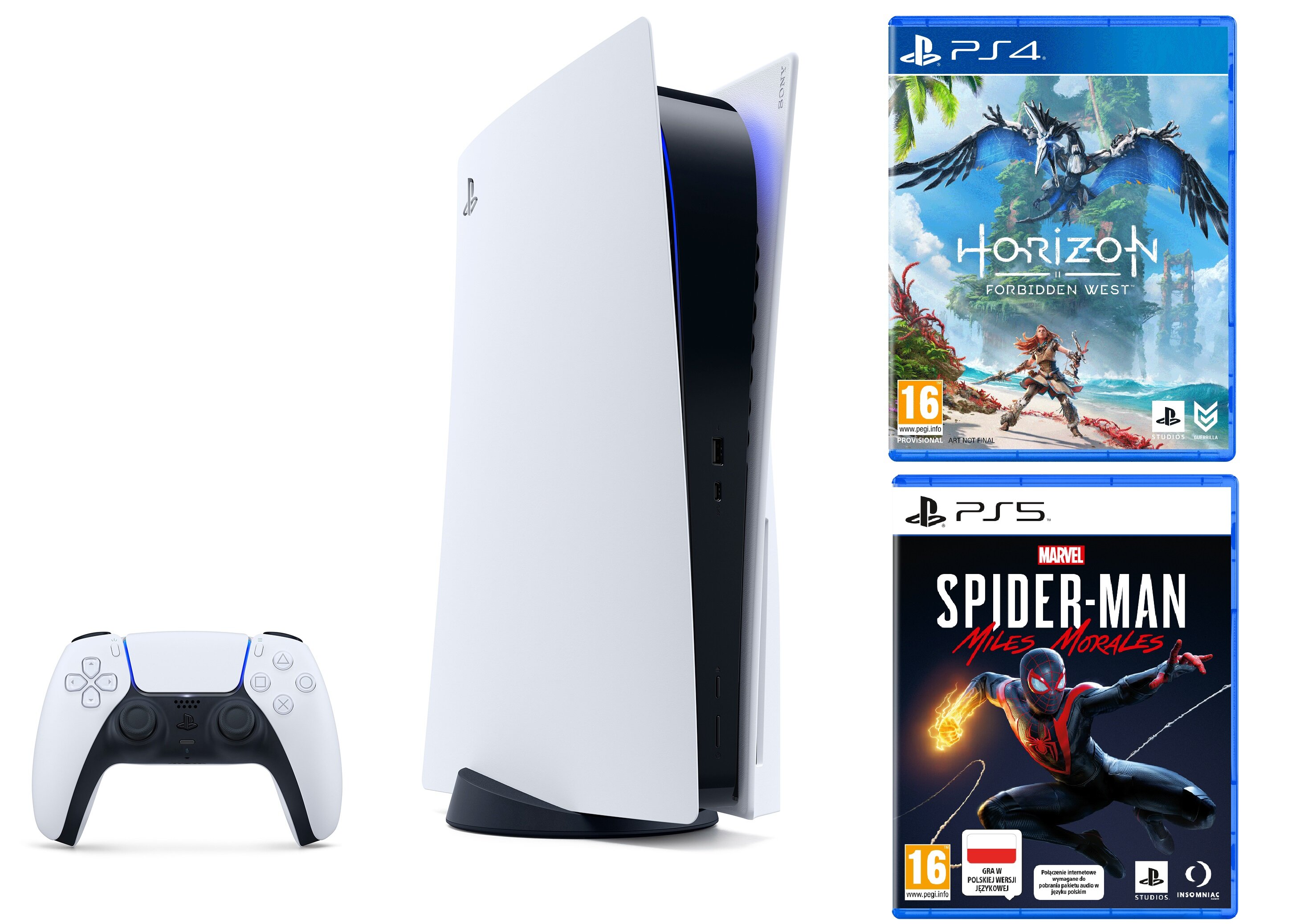 SONY PlayStation 5 + Horizon: Forbidden West + Marvel’s Spider-Man: Miles Morales Konsola ...